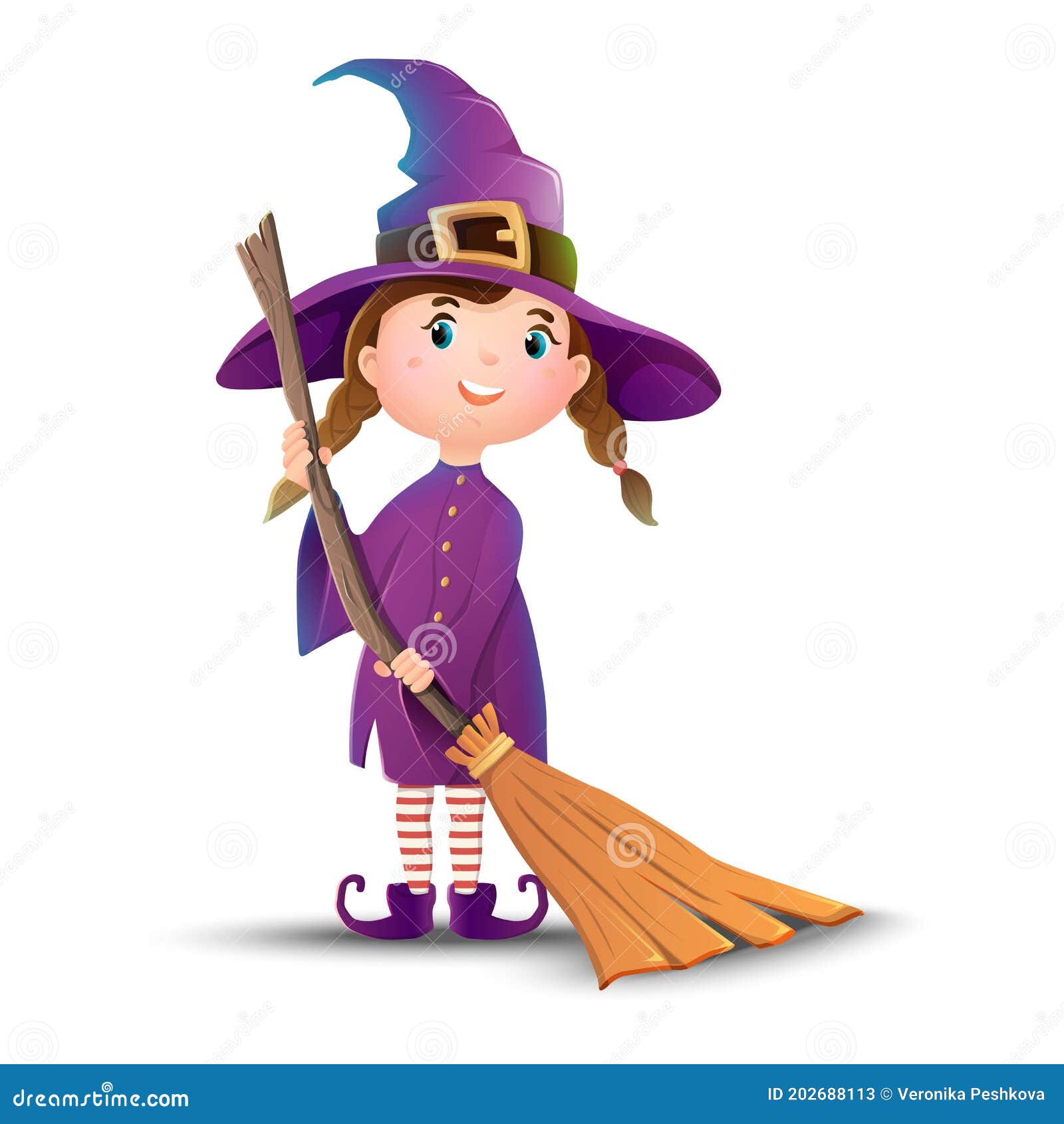 Collection of Cartoon Halloween Character Witch Stock Illustration ...