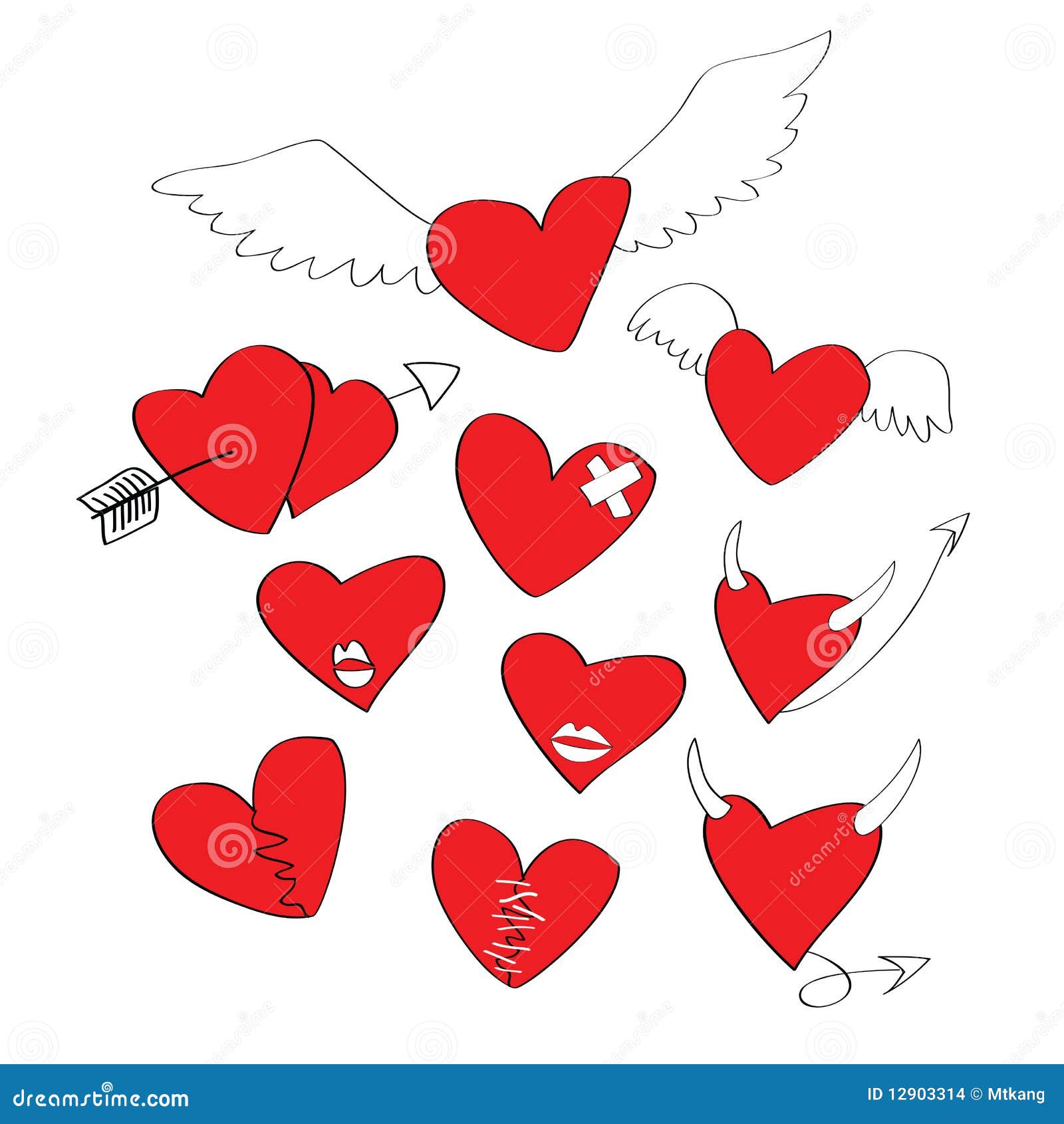 Collection of Cartoon Hearts Stock Vector - Illustration of cartoon ...