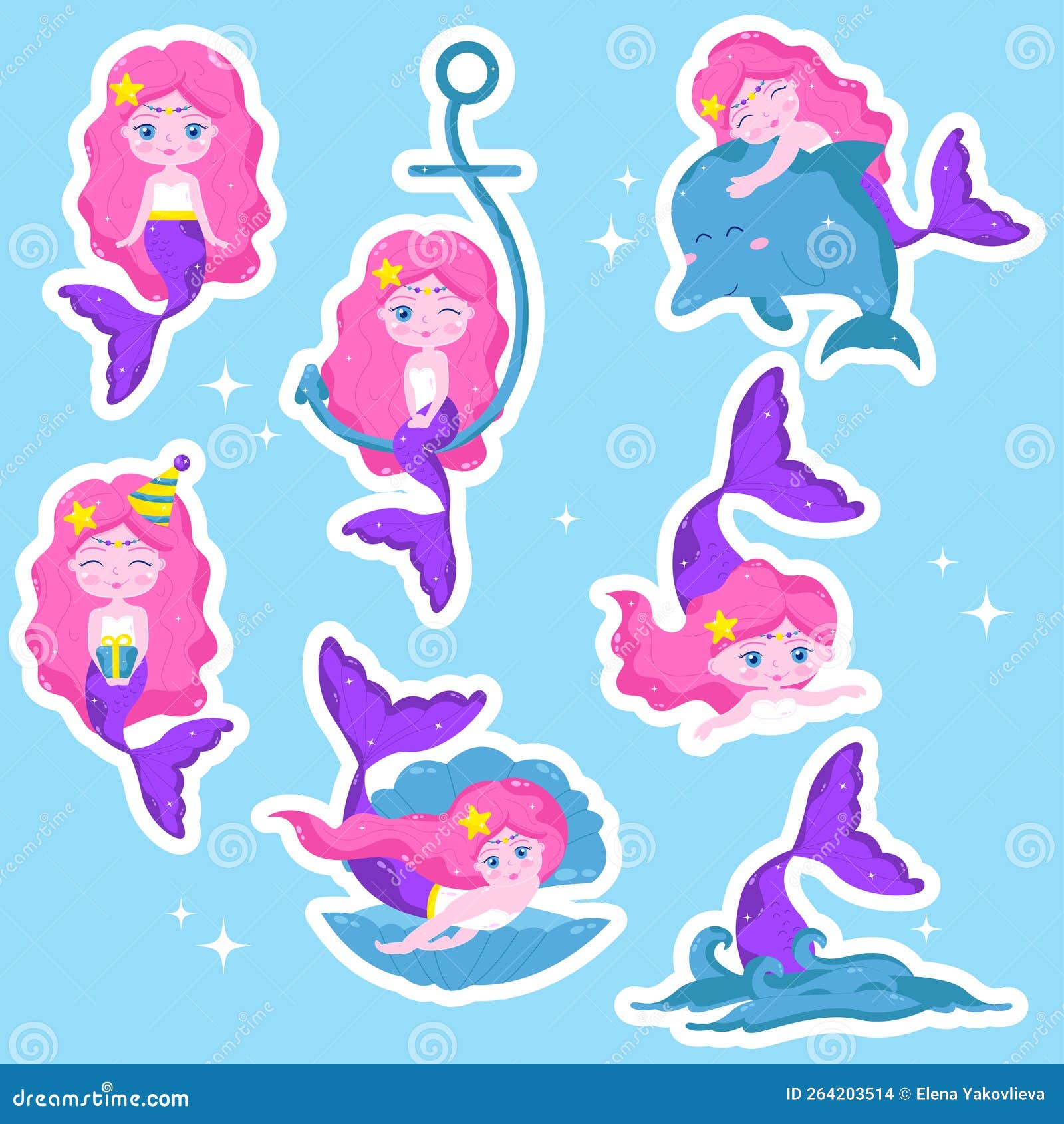 Mermaid Stickers A Splash Of Magic Stock Photography | CartoonDealer ...