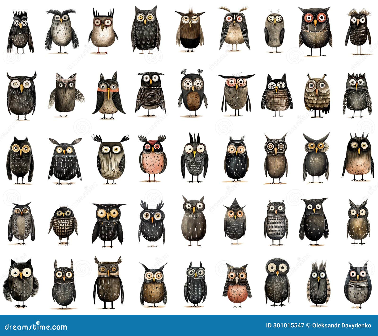 Collection of cartoon owls stock image. Illustration of painting ...