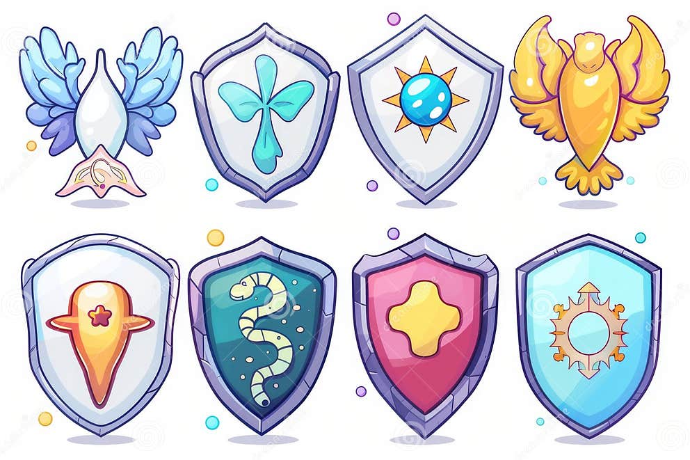 Collection of Cartoon Shields for Various Designs and Projects. Ideal ...
