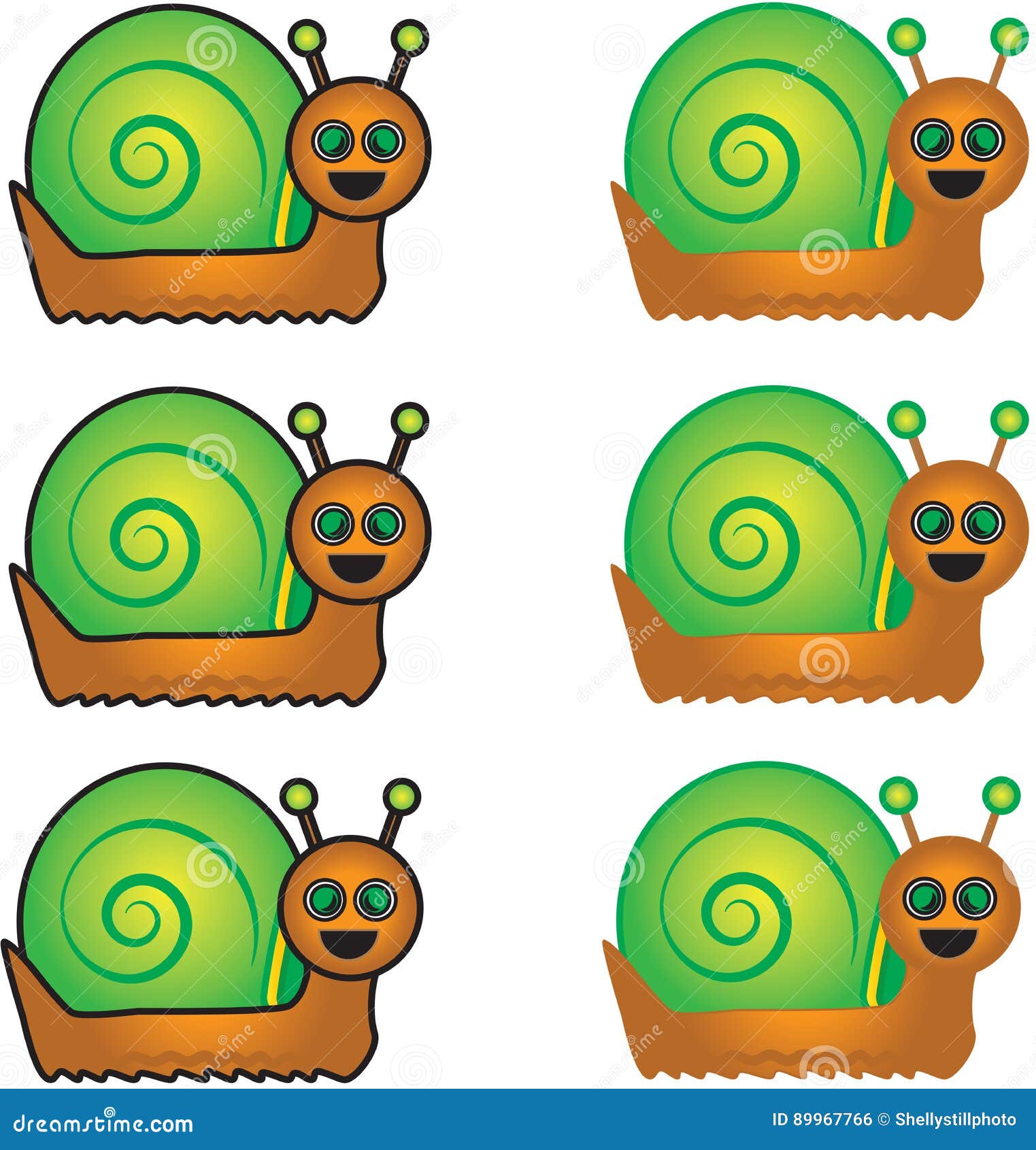 Vector Set Of Snails. The Collection Is A Hand-drawn Snail With A ...