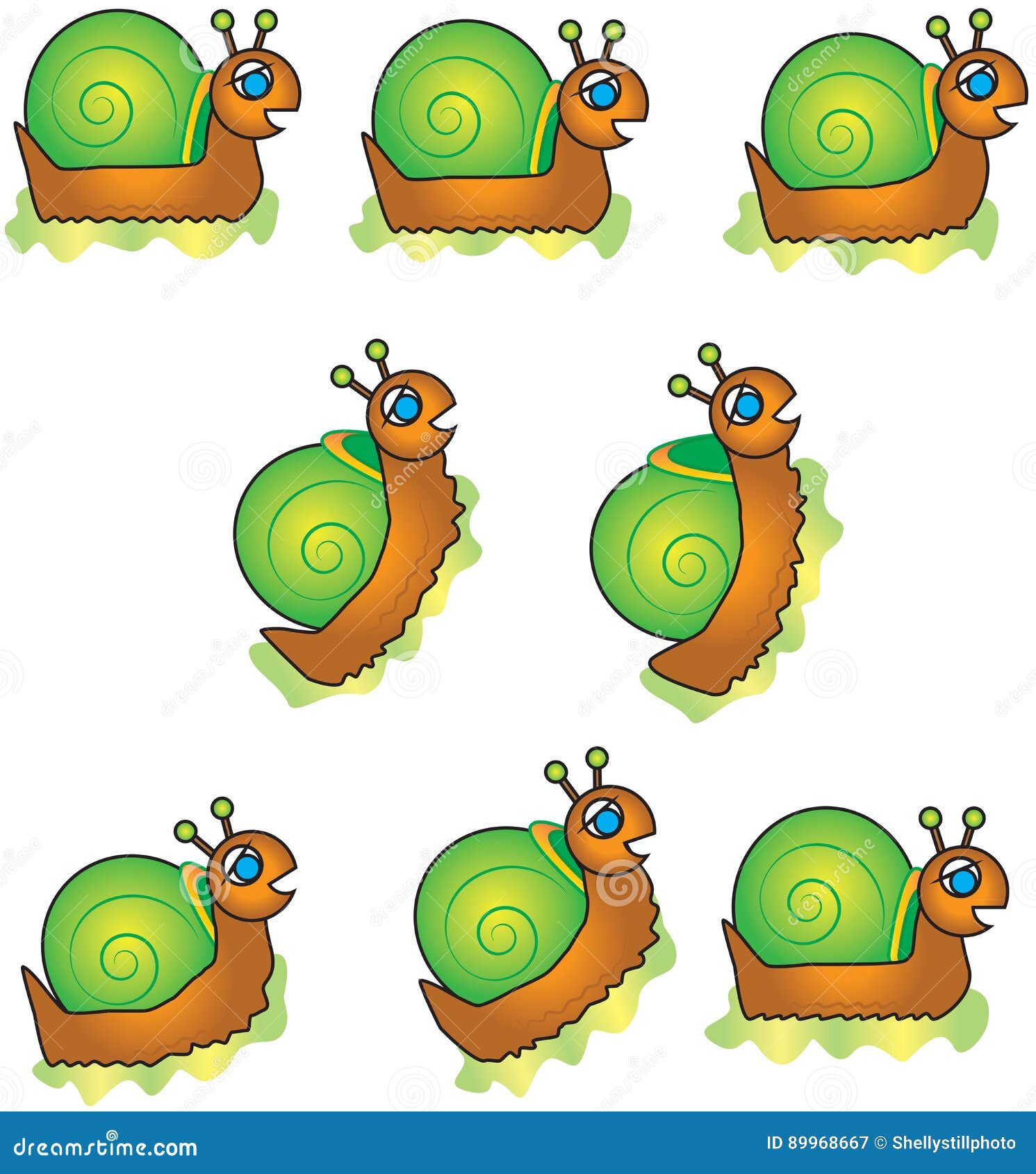 Vector Set Of Snails. The Collection Is A Hand-drawn Snail With A ...