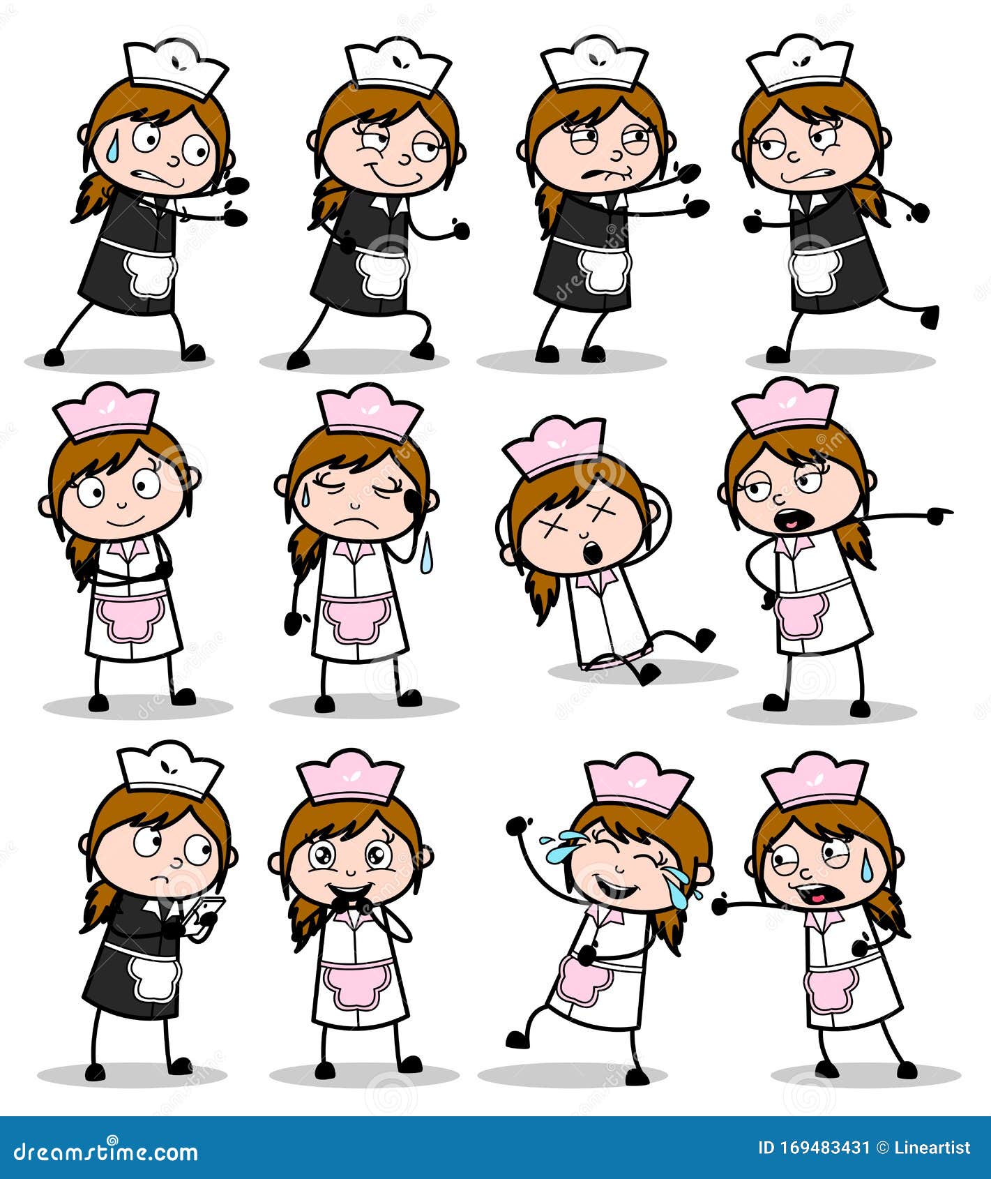 Collection of Cartoon Waitress Poses - Set of Concepts Vector ... Collection of Cartoon Waitress Poses - Set of Concepts Vector ...