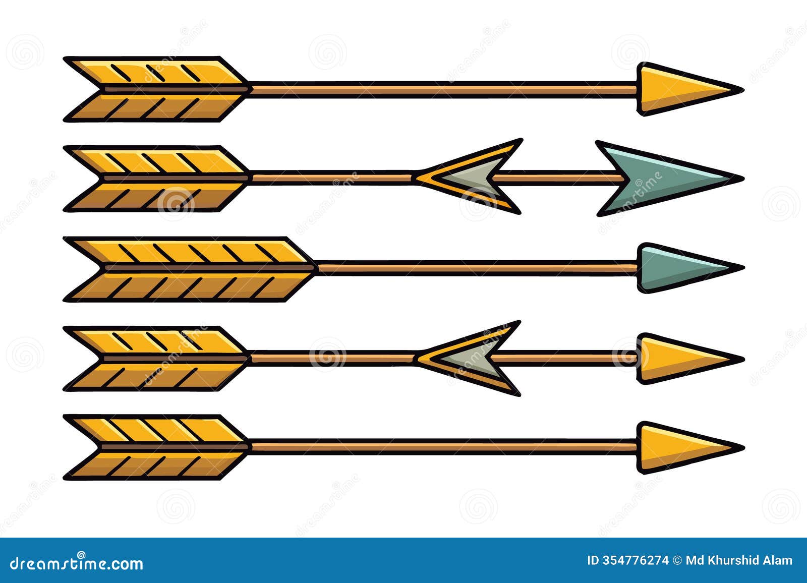Collection of Cartoonish Vector Arrows with Unique Shapes and Patterns ...