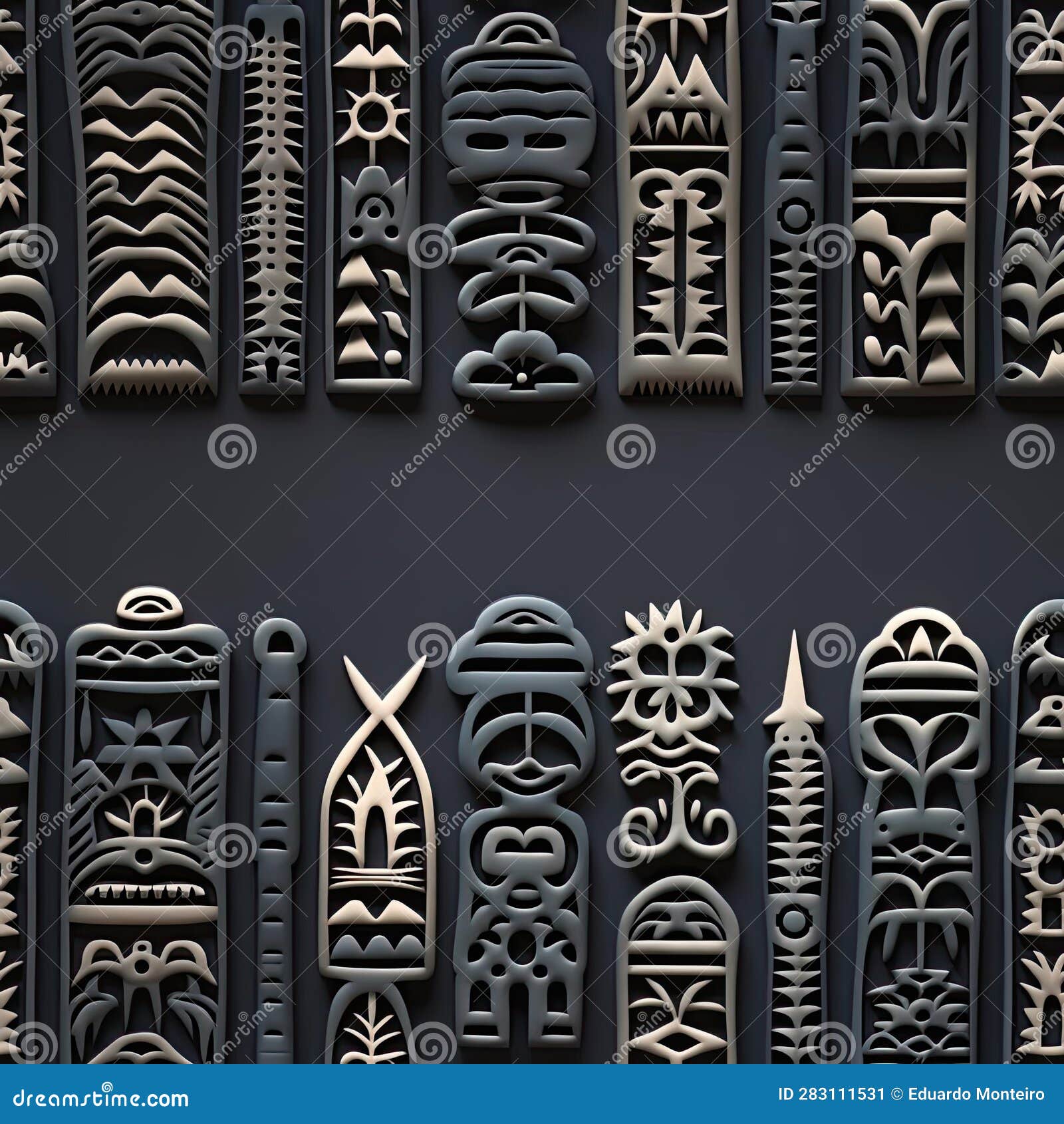 Collection of Carved Objects in Dark Navy and Light Gray (tiled) Stock ...