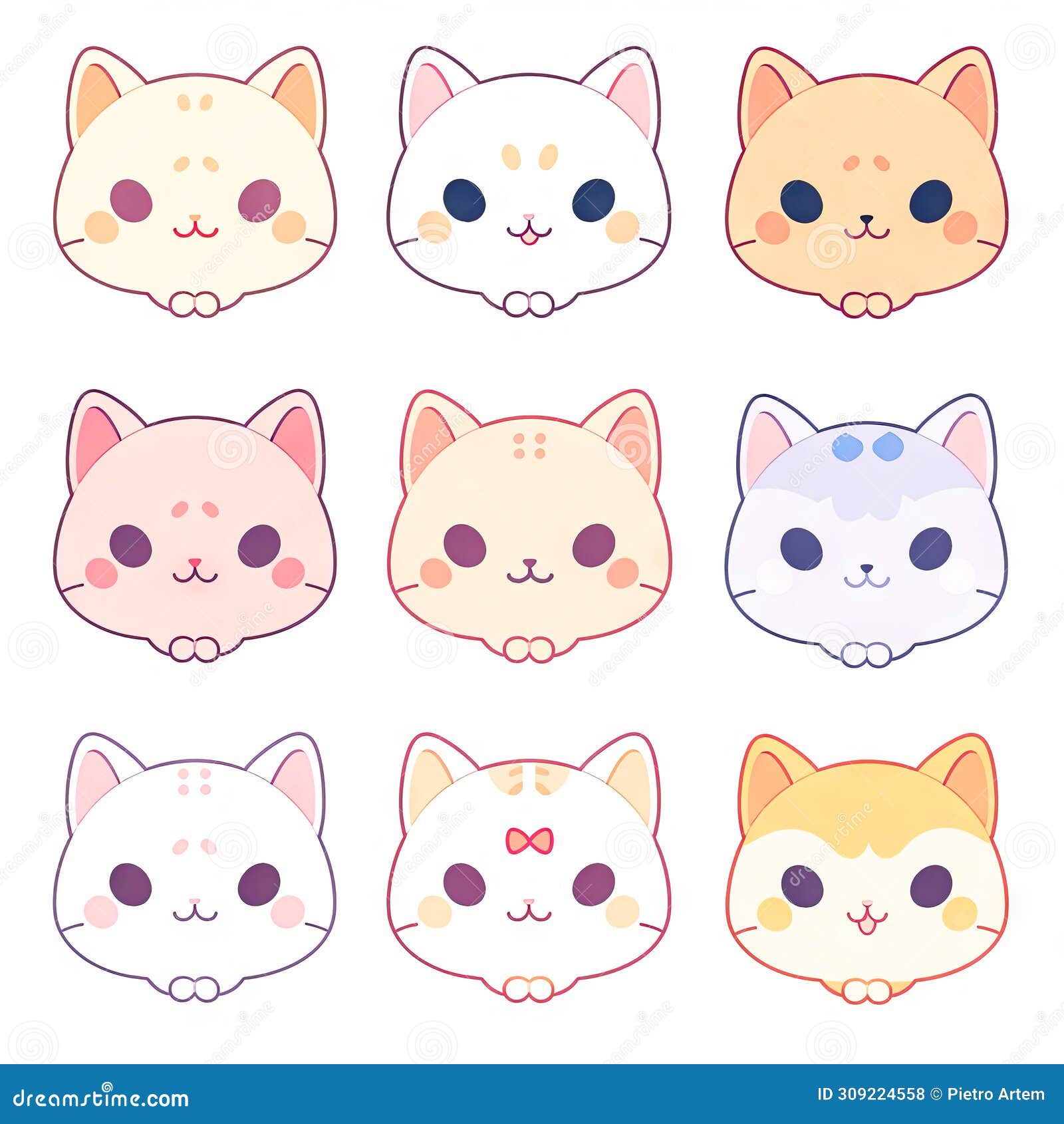 9 Collection of Cat Character Emoji Stock Photo - Image of happy ...