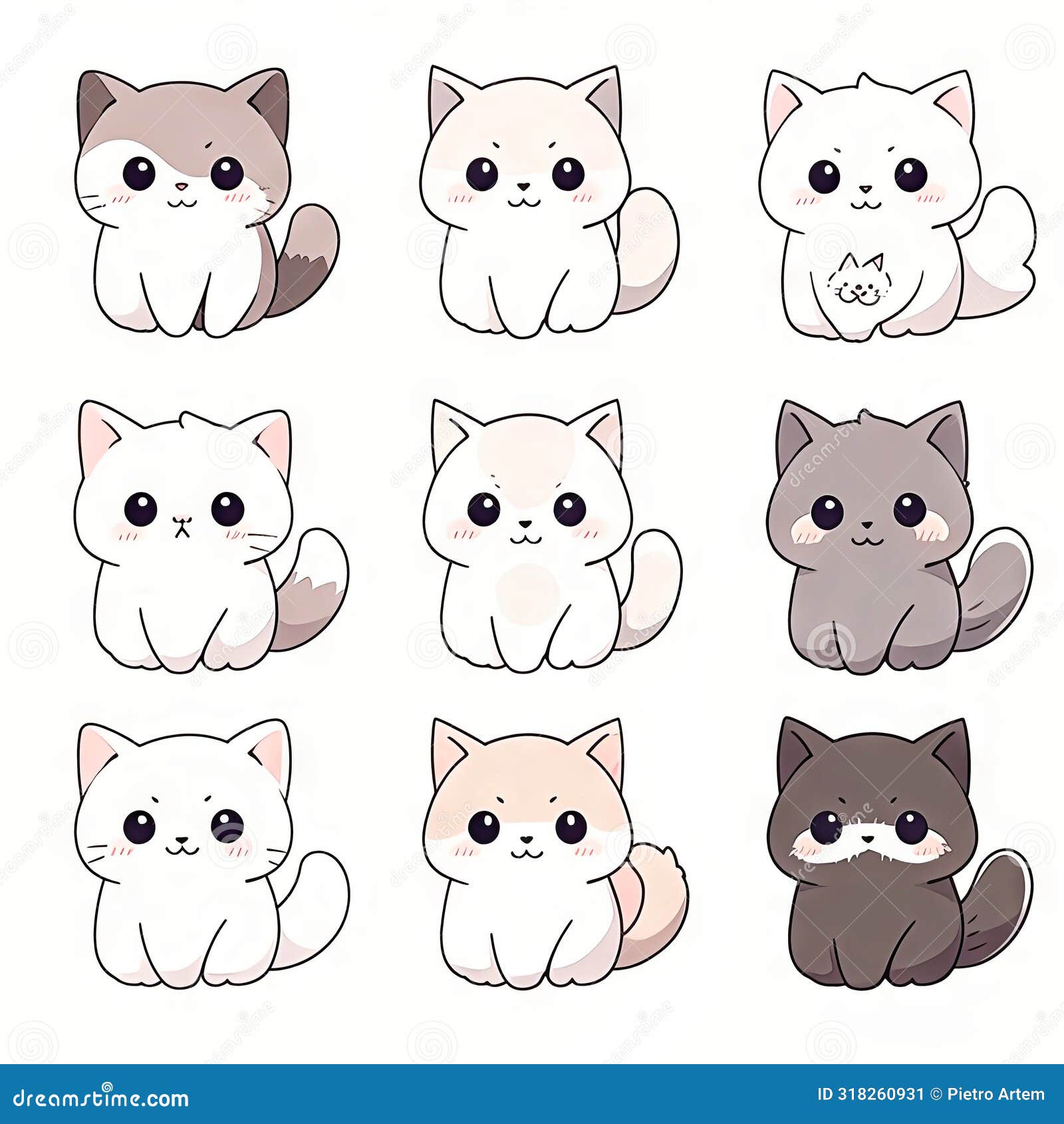 9 Collection of Cat Character Emoji Stock Image - Image of head ...
