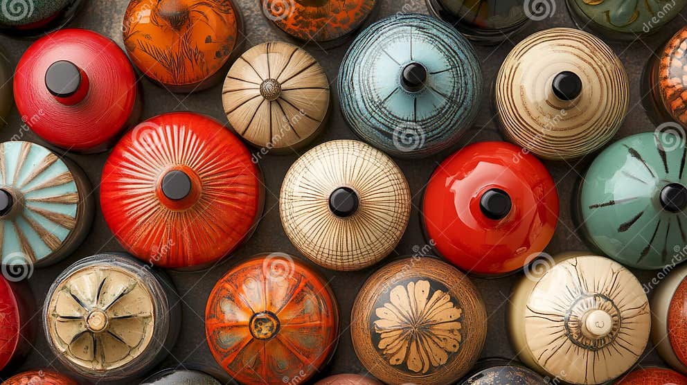 Collection of Ceramic Dome-Shaped Covers with Varied Patterns and ...