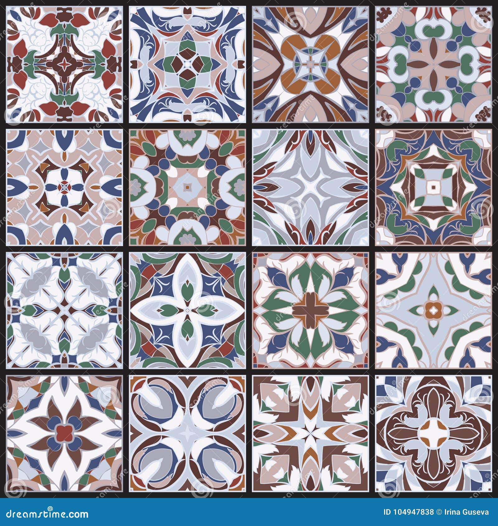 A Collection of Ceramic Tiles. Stock Vector - Illustration of element ...