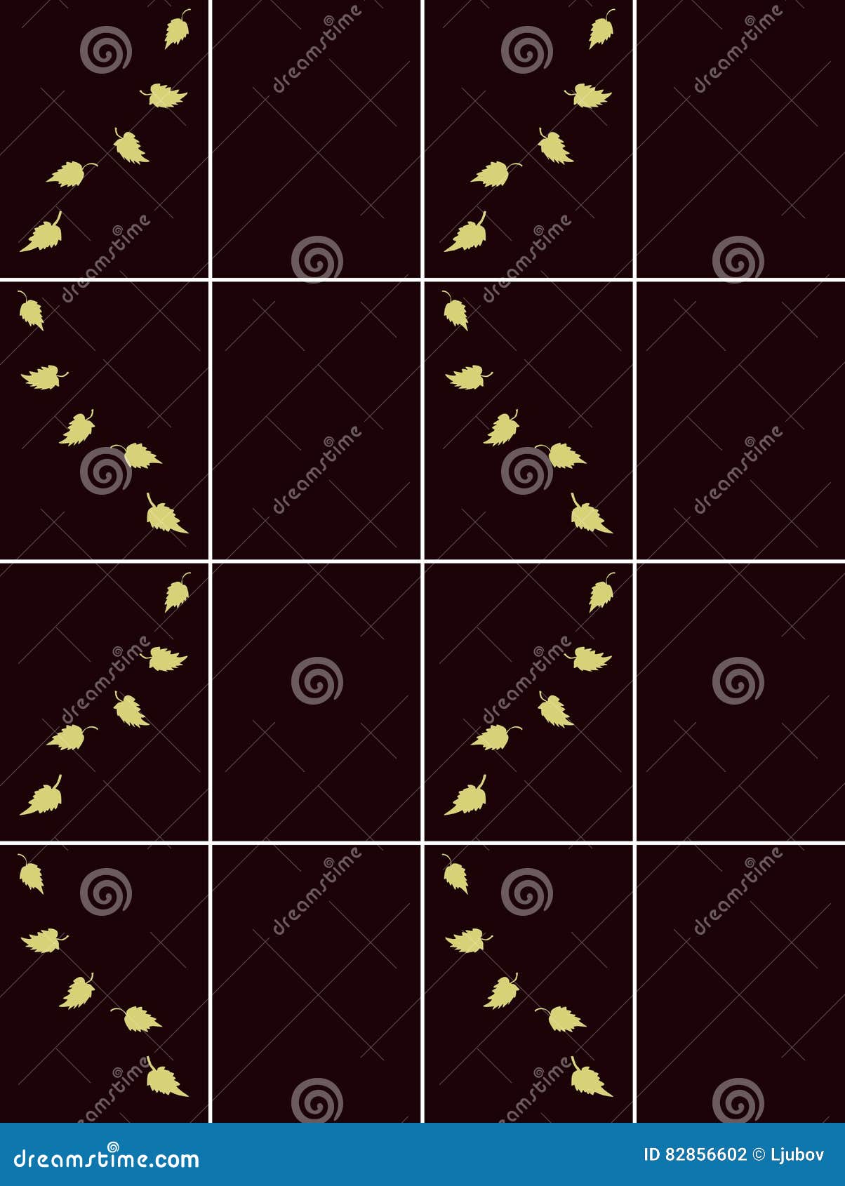 Collection of Ceramic Tiles with Falling Leafs. Stock Vector ...