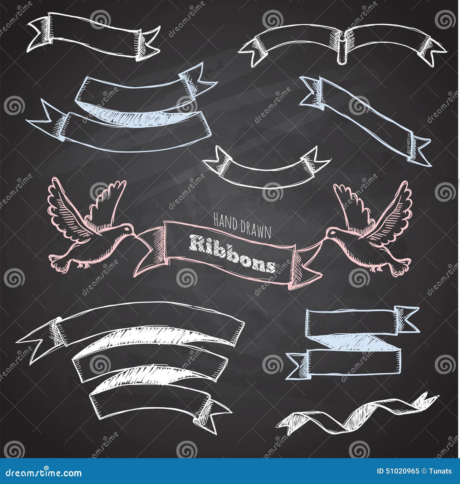 Collection of Chalkboard Style Ribbons Stock Vector - Illustration of ...