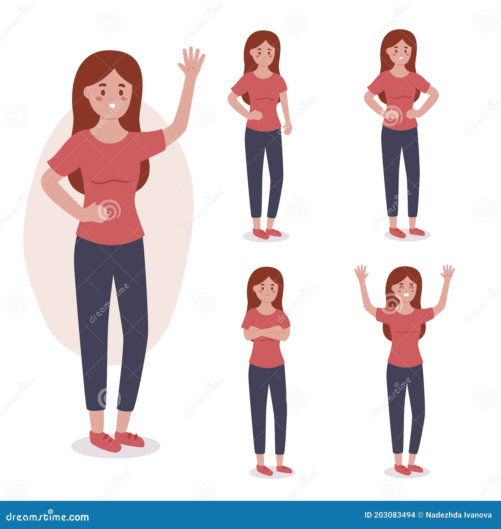 Collection Of Character Poses Vector Illustration Stock Illustration Illustration Of Hand