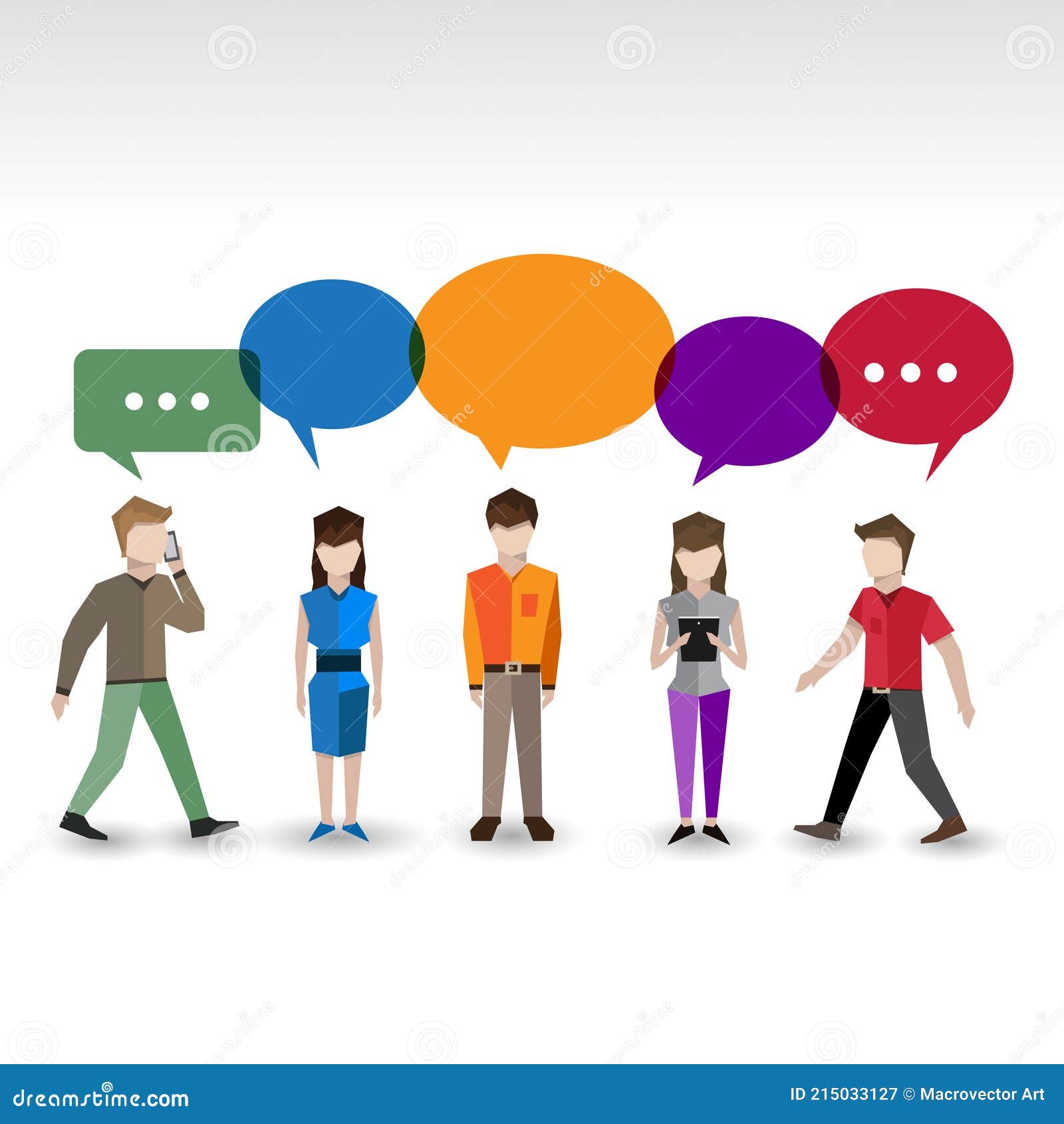 Collection of Characters with Color Speech Bubbles Stock Vector ...