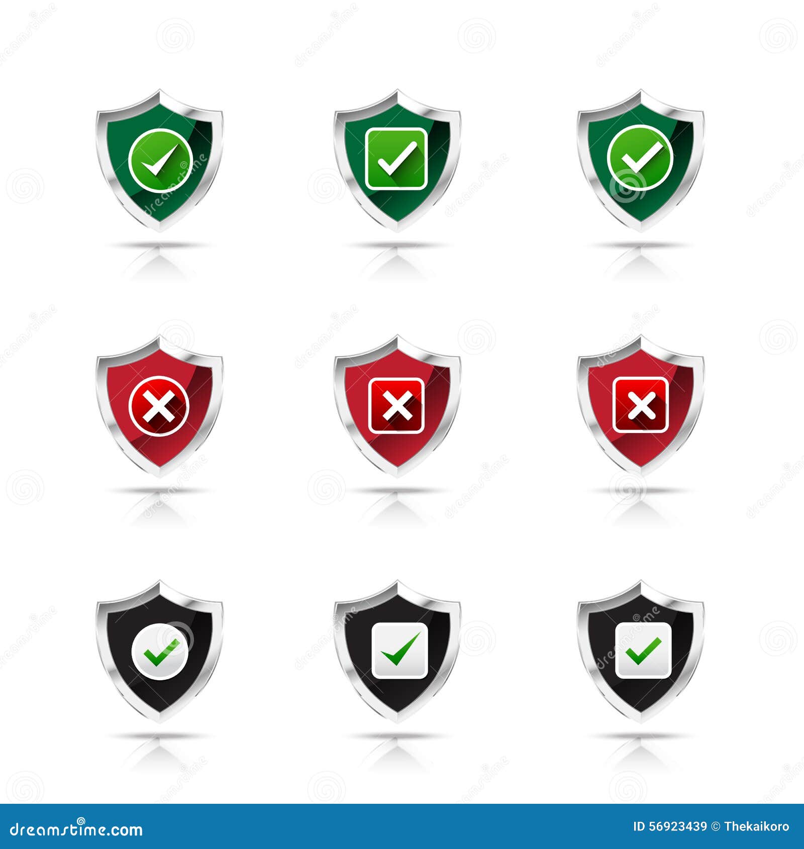 Collection Check Marks With Crosses Vector Icons. Check Marks Icons And ...