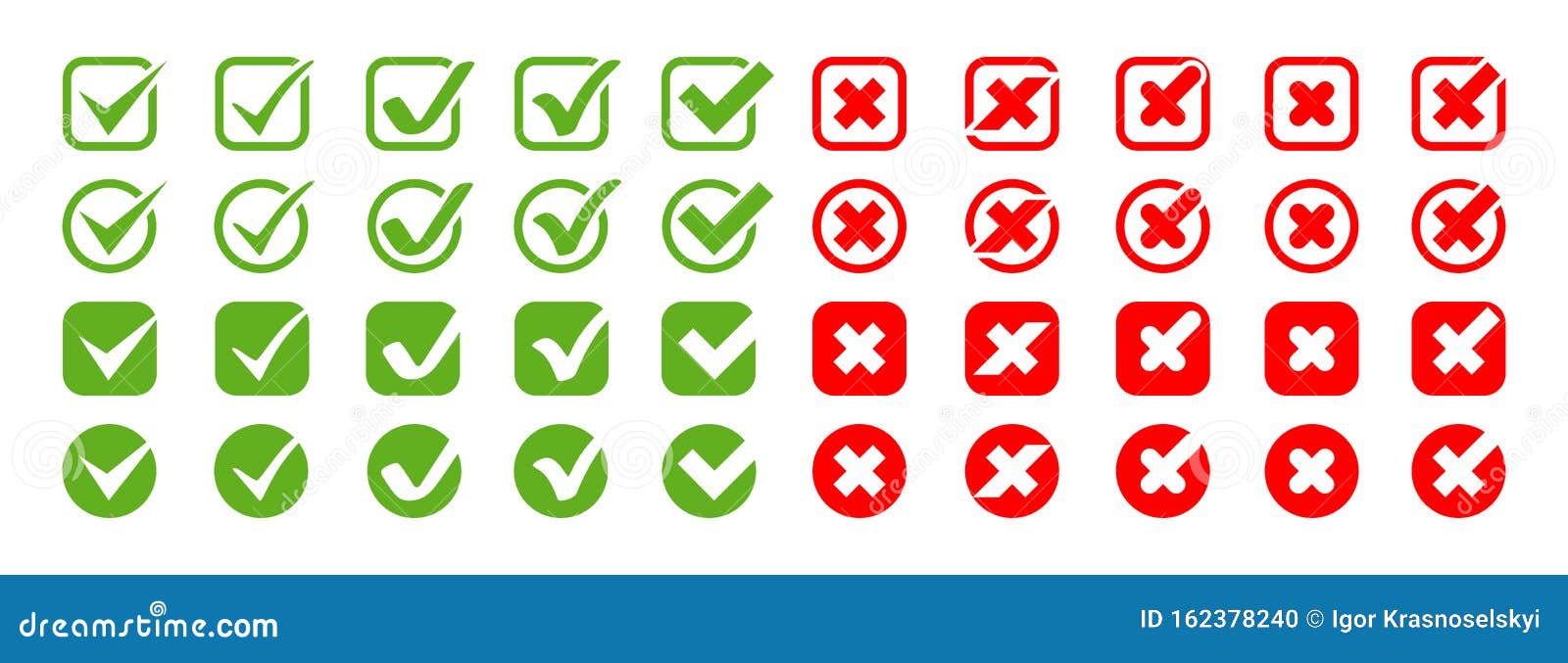 Collection Check Marks With Crosses Vector Icons. Check Marks Icons And ... Collection Check Marks With Crosses Vector Icons. Check Marks Icons And ...