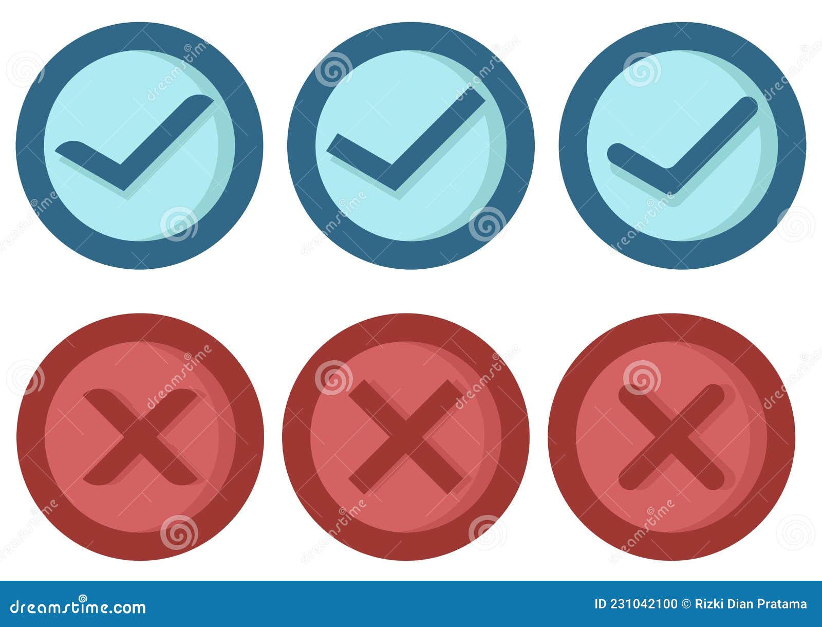 Collection of Checkmark and Cross Icons Stock Vector - Illustration of ...