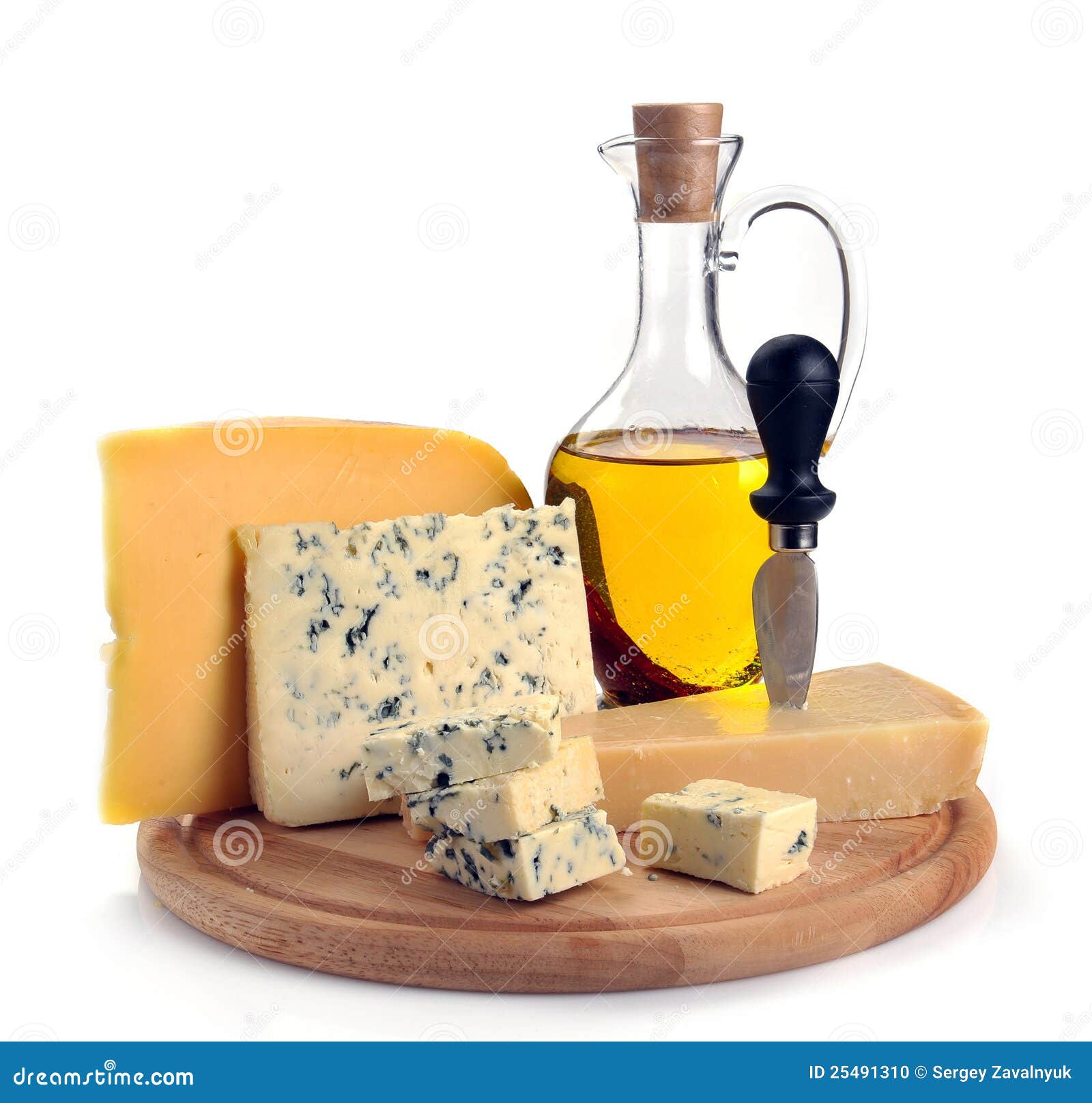 Collection of Cheeses and Olive Oil Stock Photo - Image of dairy, piece ...
