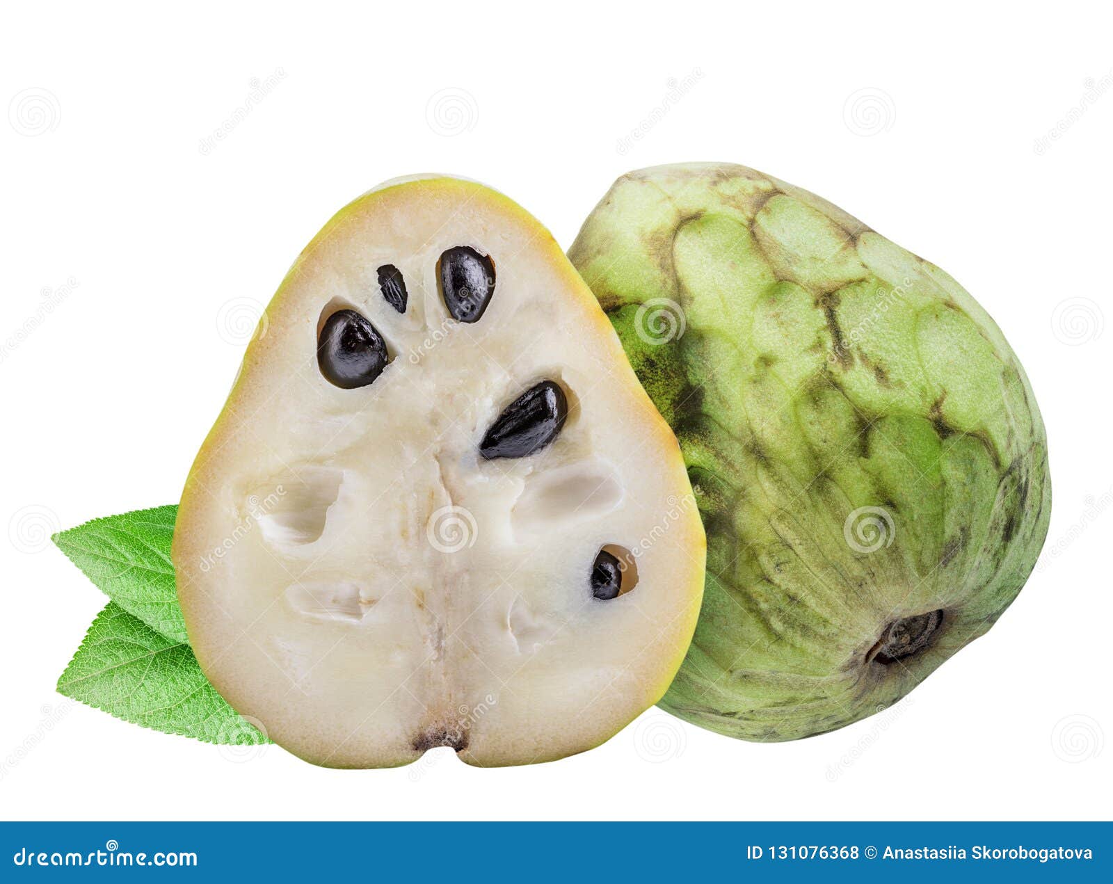Flying Cherimoyas Isolated On White Background With Shadow. Clip Stock ...