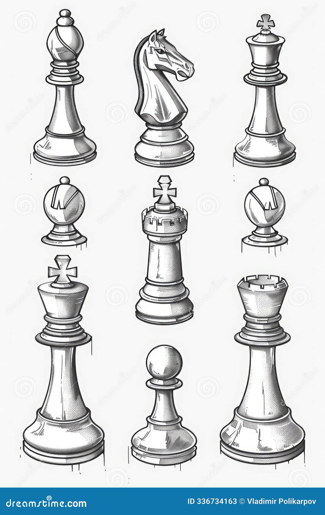 A Collection of Chess Pieces Set Up in Different Configurations Stock ...