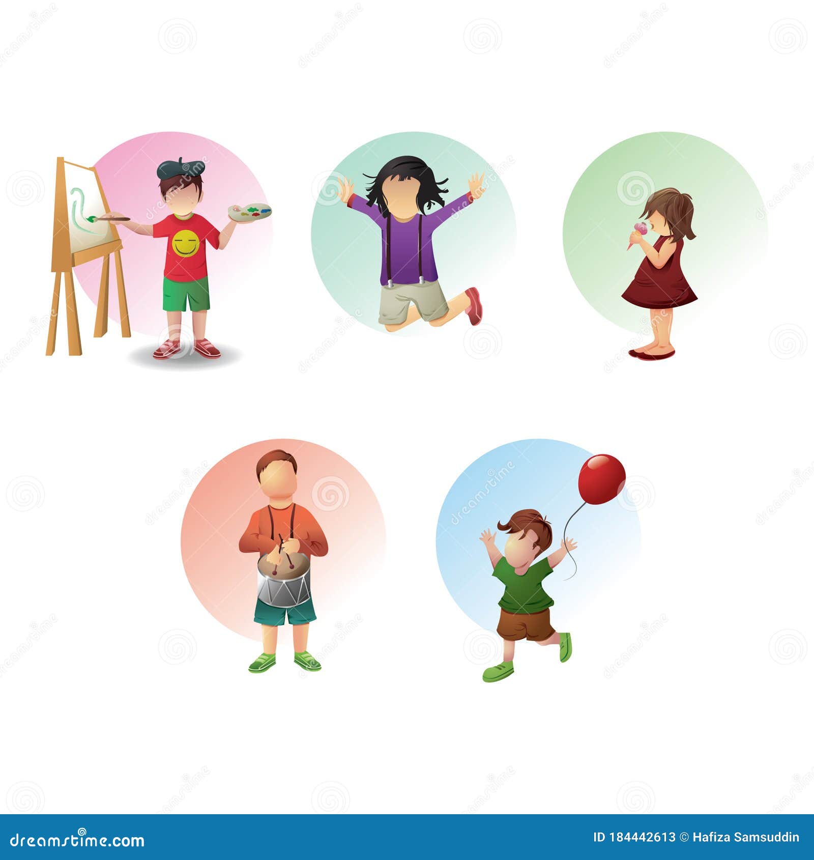 Collection of Children and Activities. Vector Illustration Decorative ...