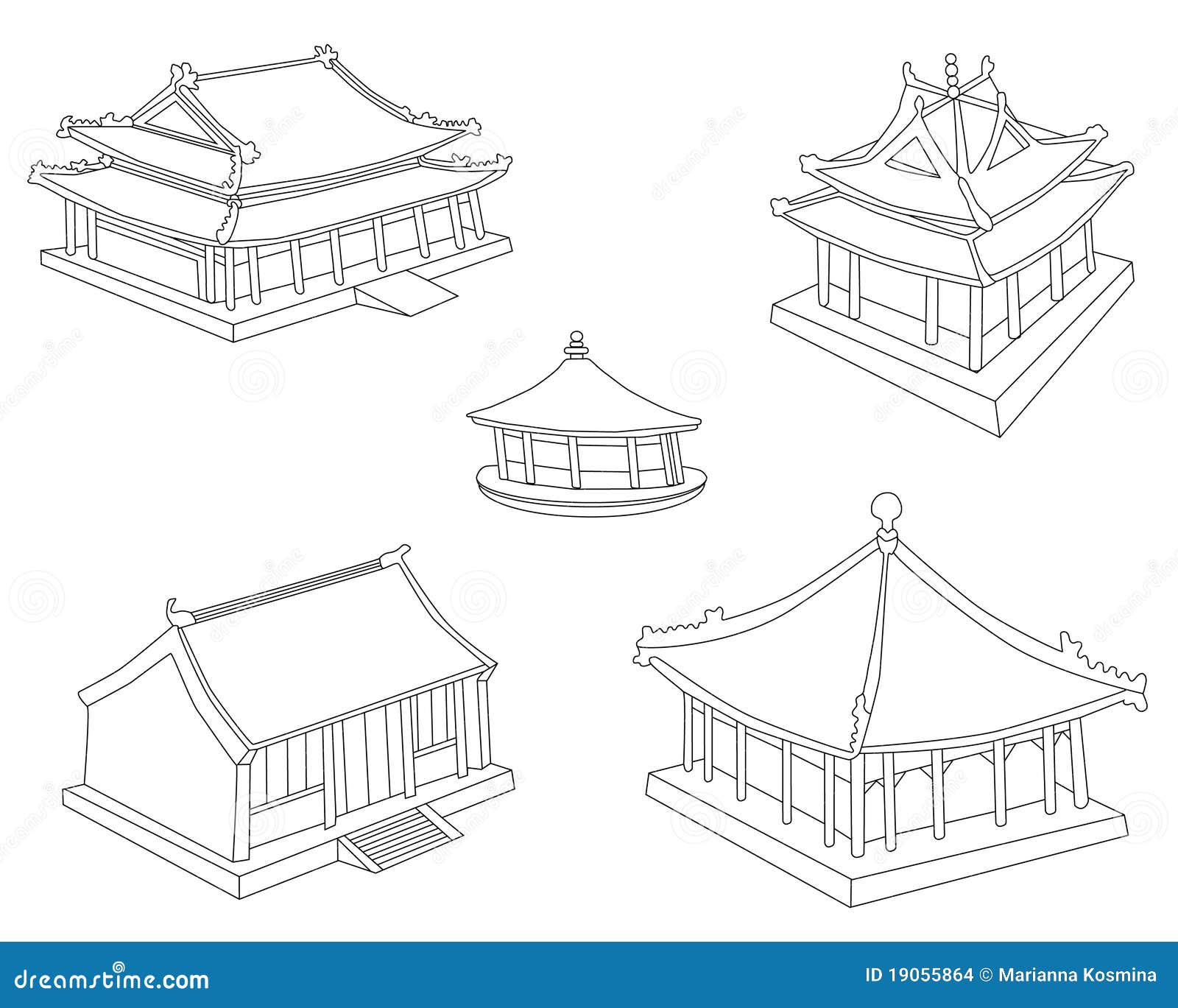 Collection of Chinese Houses Stock Vector - Illustration of orient ...
