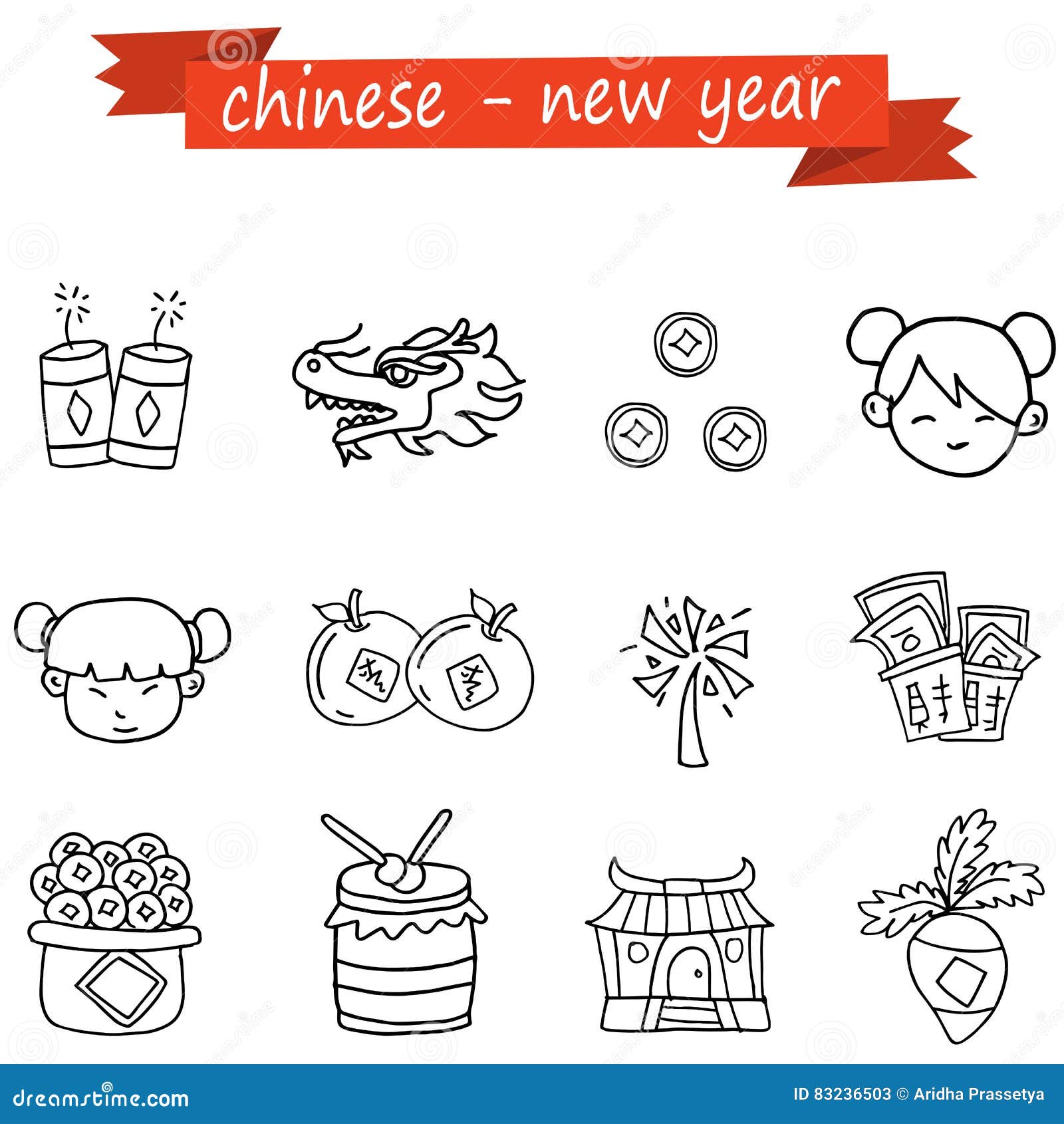 Collection of Chinese Icon Hand Draw Stock Vector - Illustration of ...