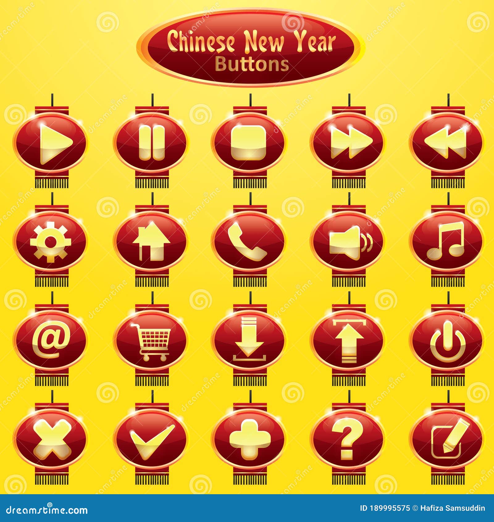 Collection of Chinese New Year Buttons. Vector Illustration Decorative ...