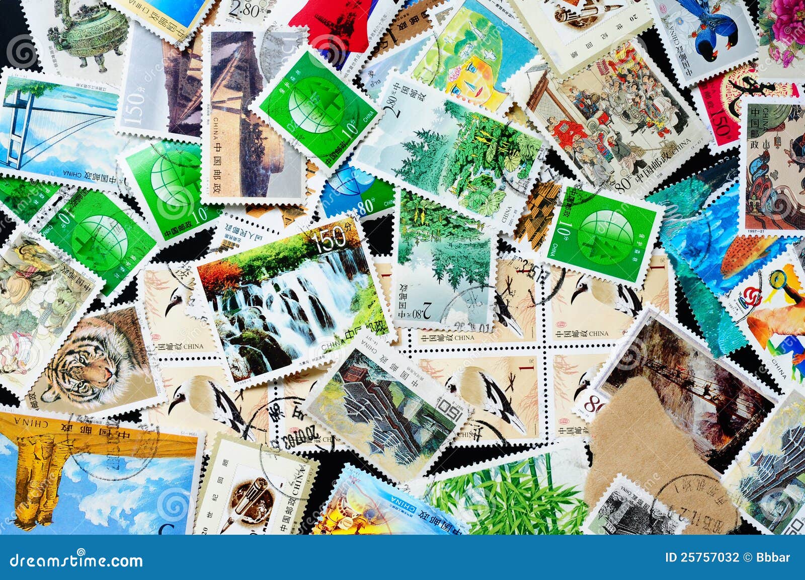 Collection of Chinese Stamps Editorial Photography - Image of black ...