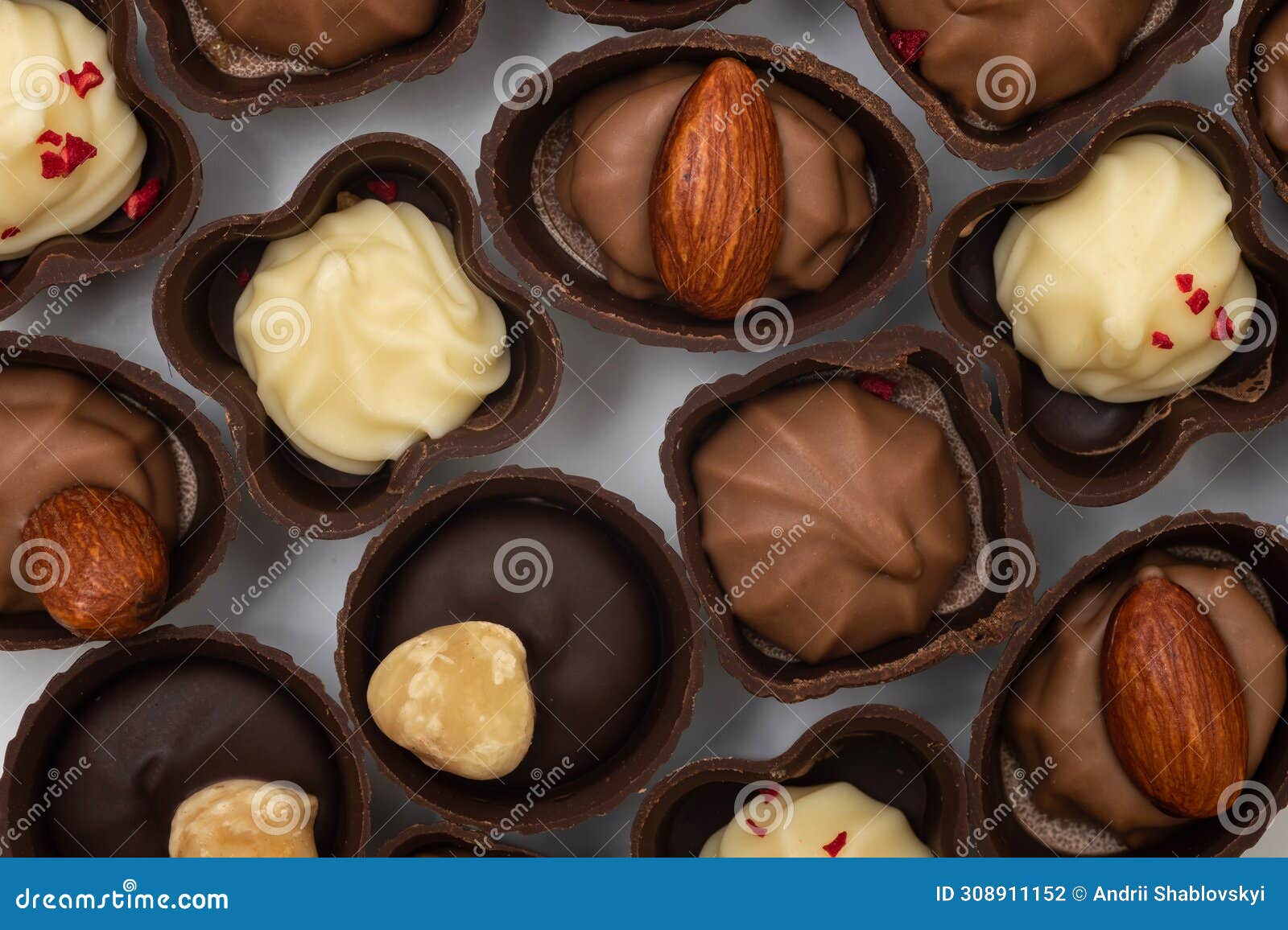Collection of Chocolates. Assortment of Sweets, White, Dark and Milk ...