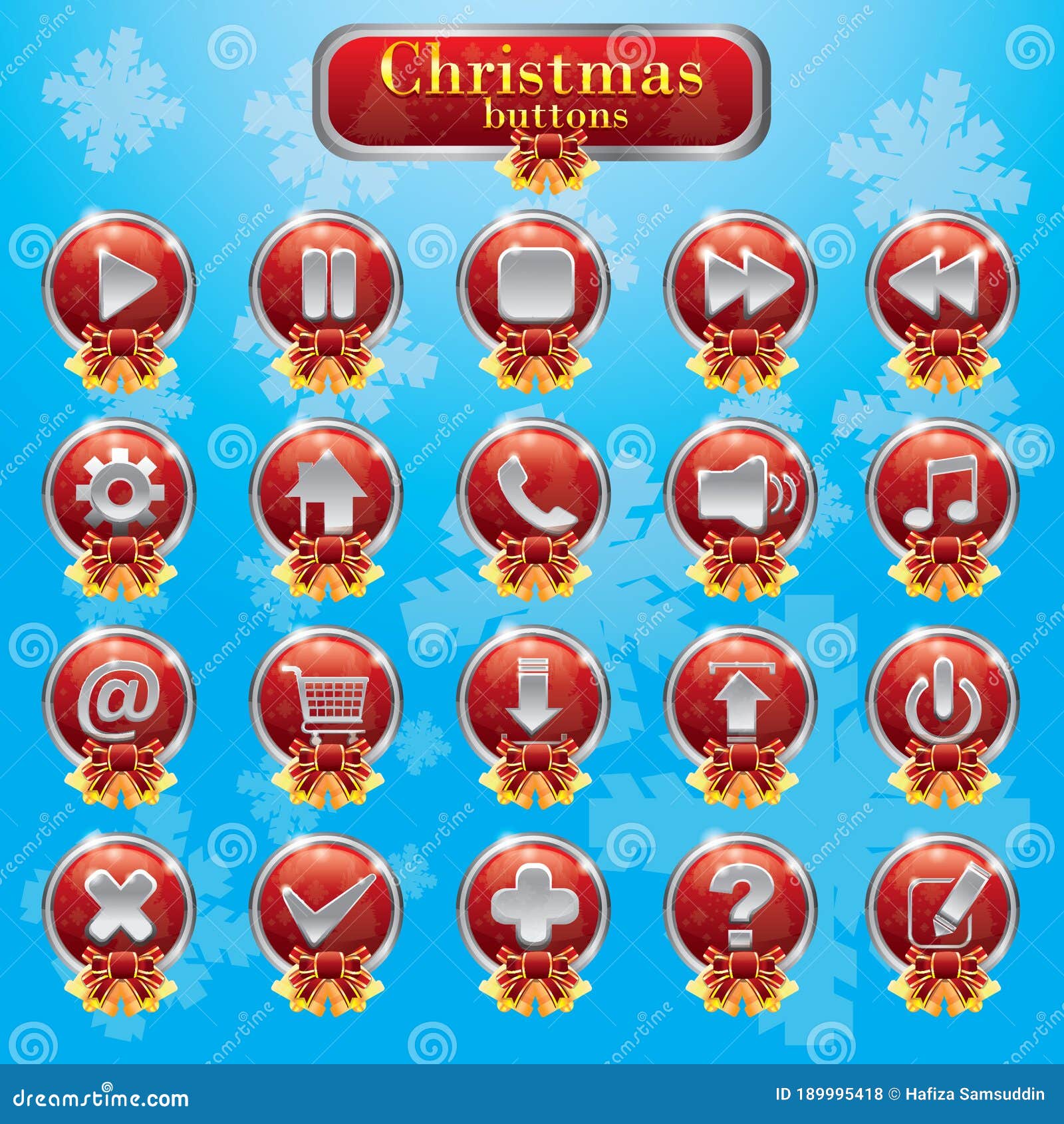 Collection of Christmas Buttons. Vector Illustration Decorative Design ...