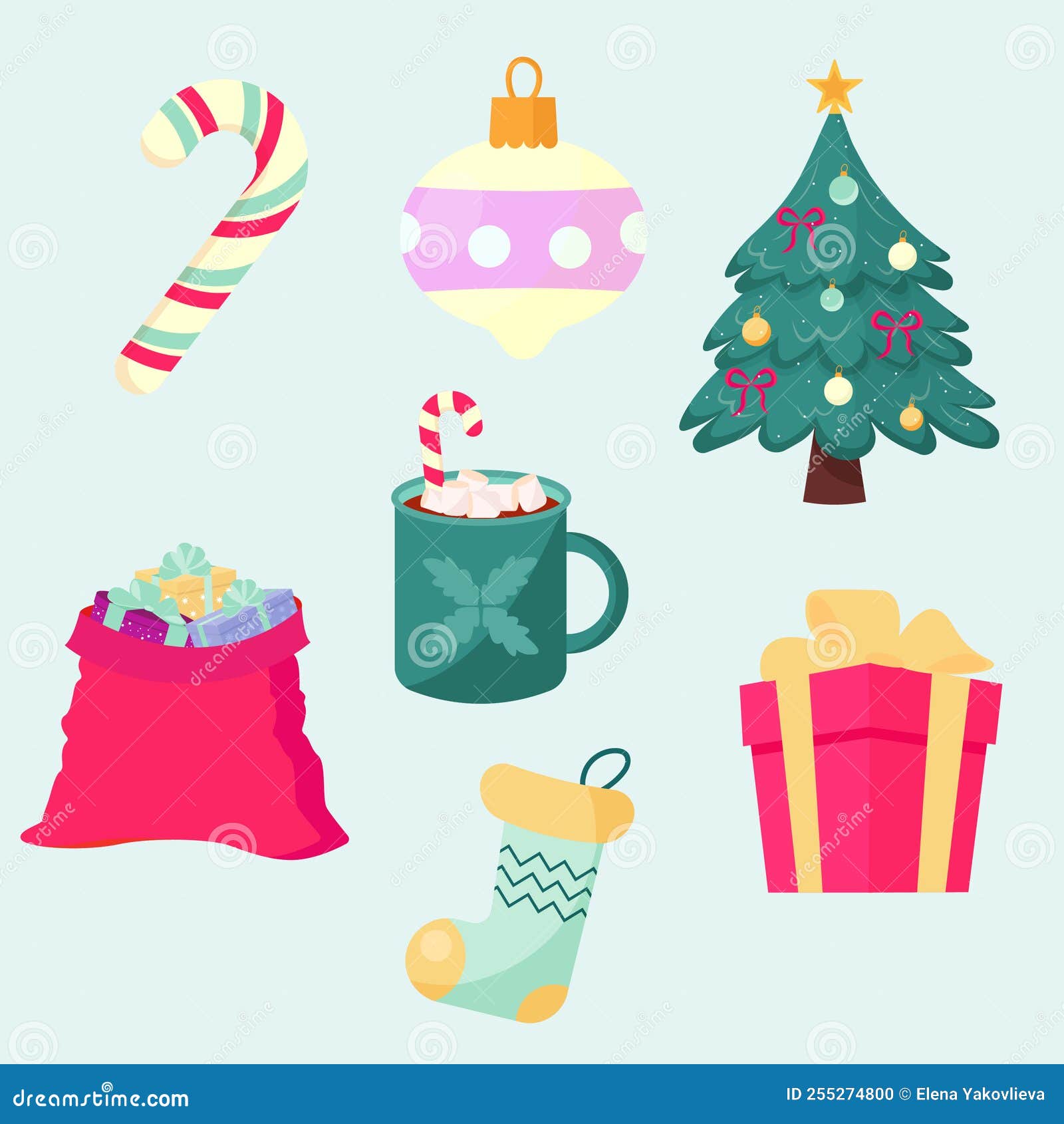 A Collection of Christmas Elements for the Holiday. Vector Illustration ...