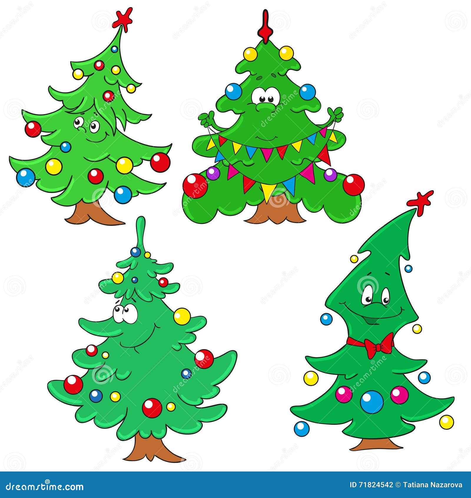 Collection of Christmas Firs. Characters Christmas Tree Stock ...