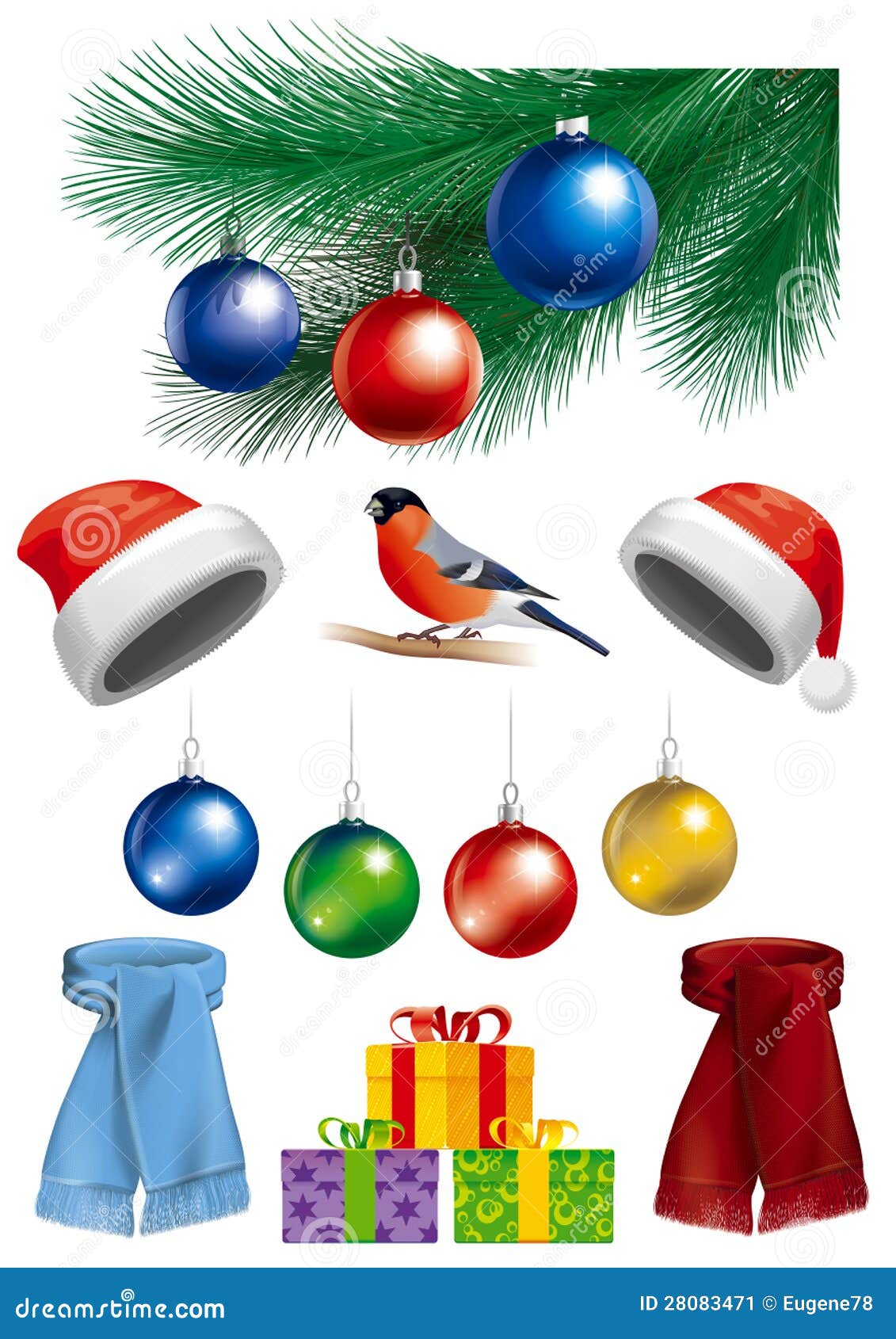 Collection of Christmas Objects Stock Vector - Illustration of ...