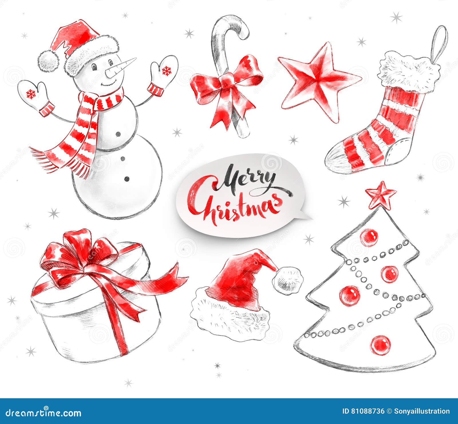 Collection of Christmas Objects Stock Illustration - Illustration of ...