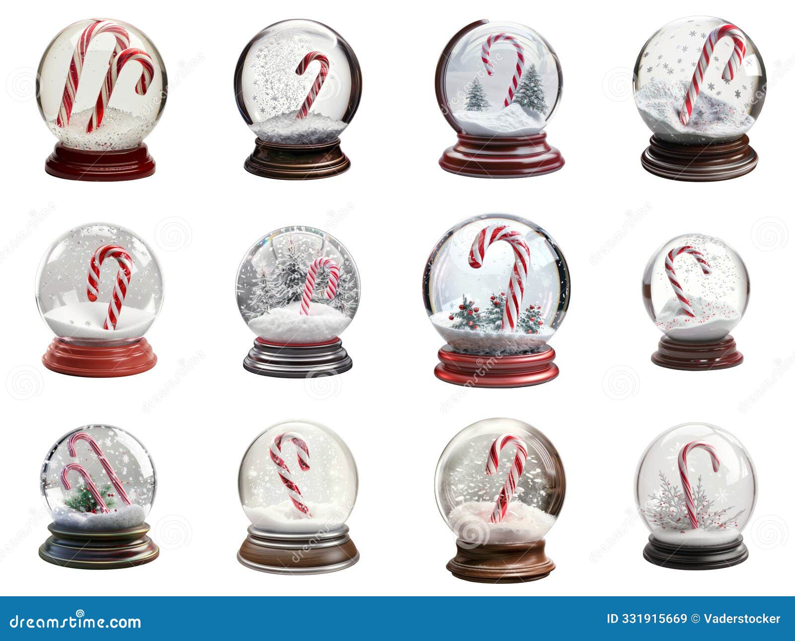 Collection of Christmas Snow Globes with Candy Canes Stock Image ...