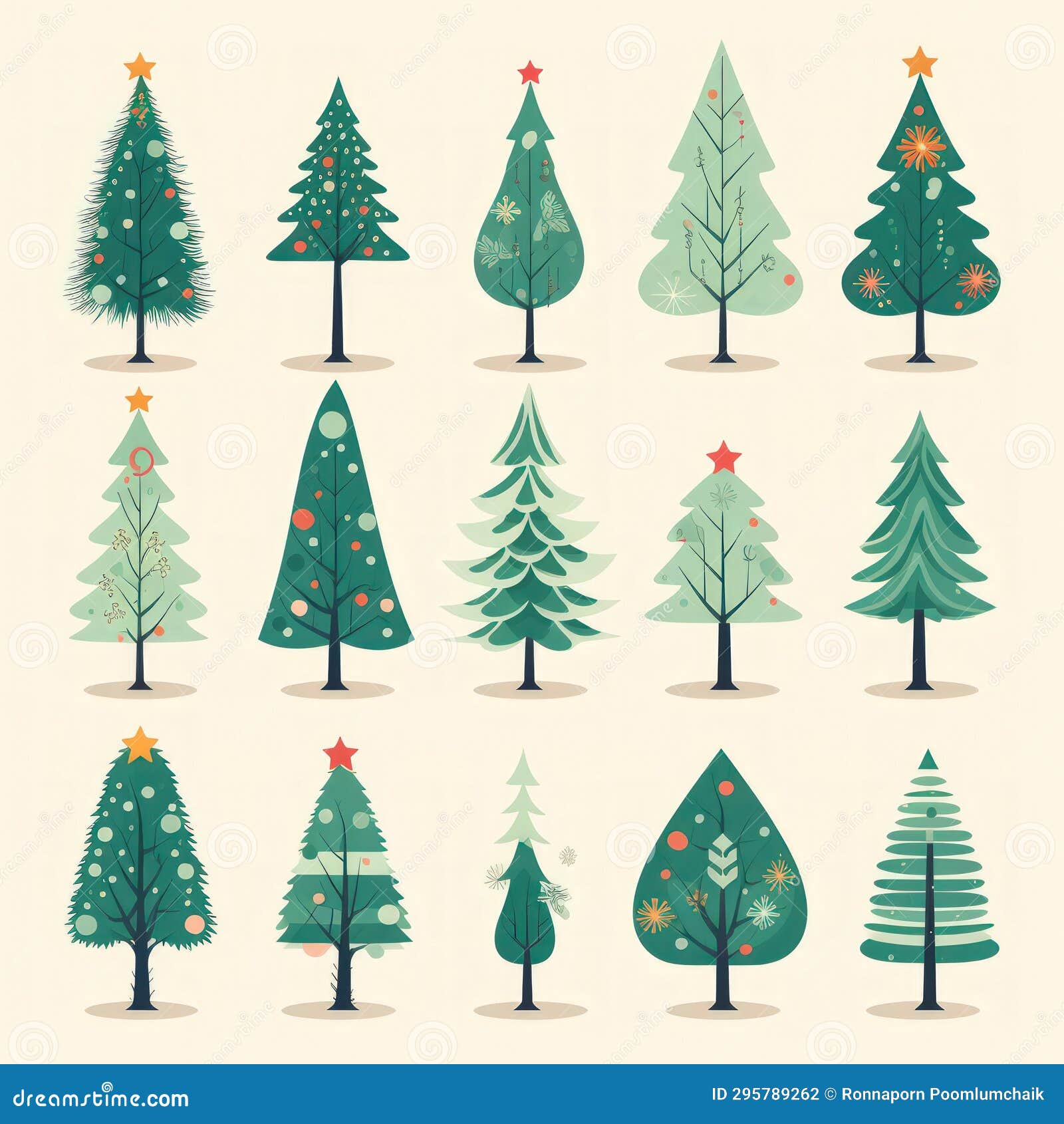 Collection of Christmas Trees. Christmas Tree Illustrations Stock ...