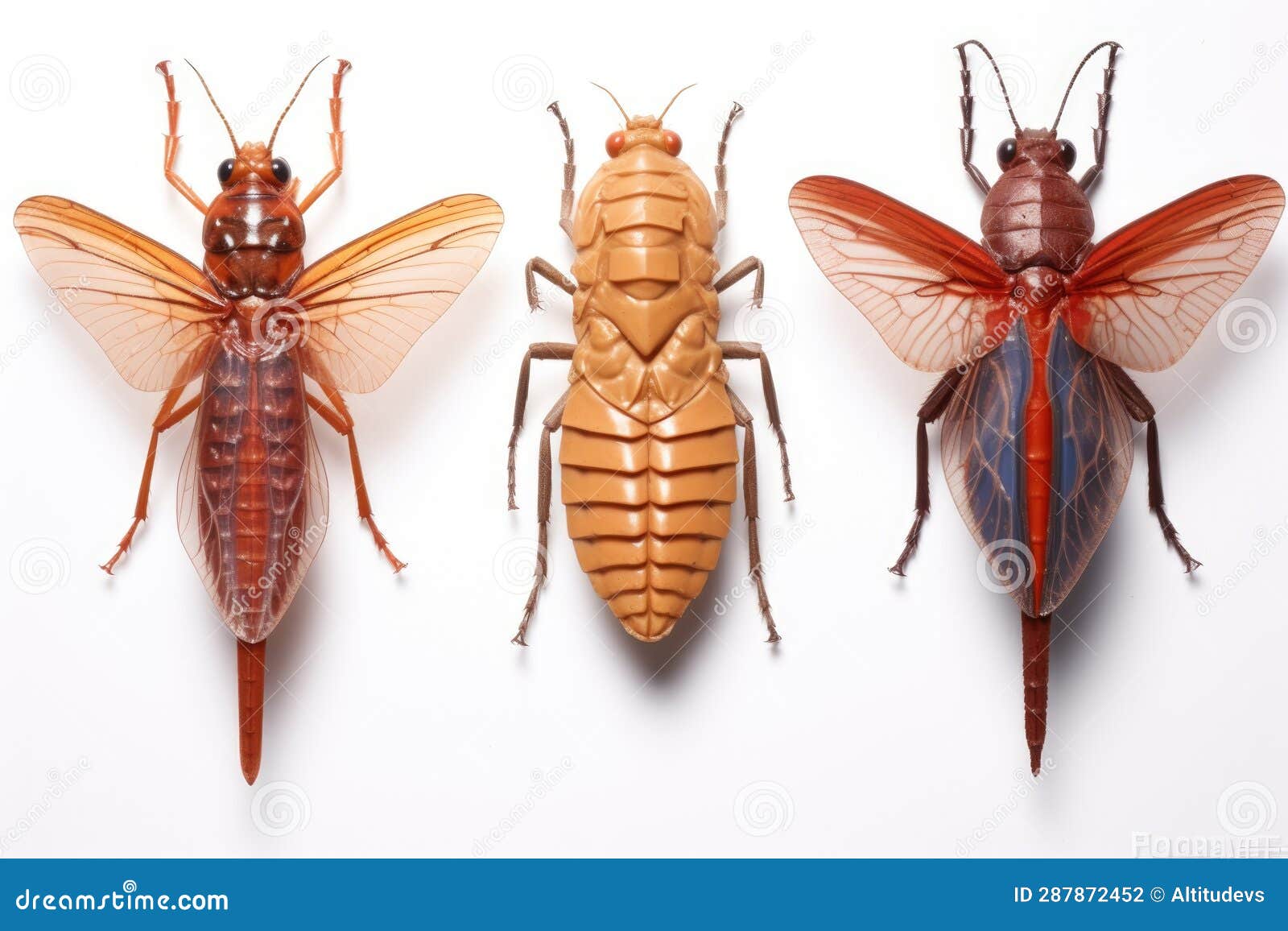 Collection of Cicada Lifecycle Stages in a Row Stock Illustration ...
