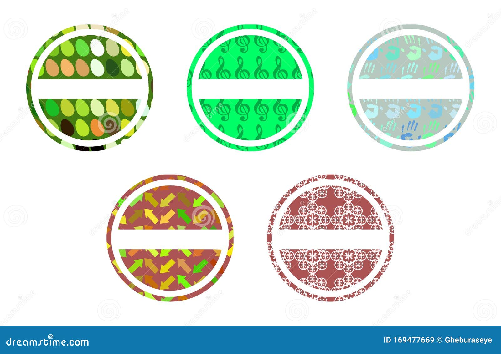 Set of Circular Labels with Patterns, Colors, Isolated. Stock Vector ...