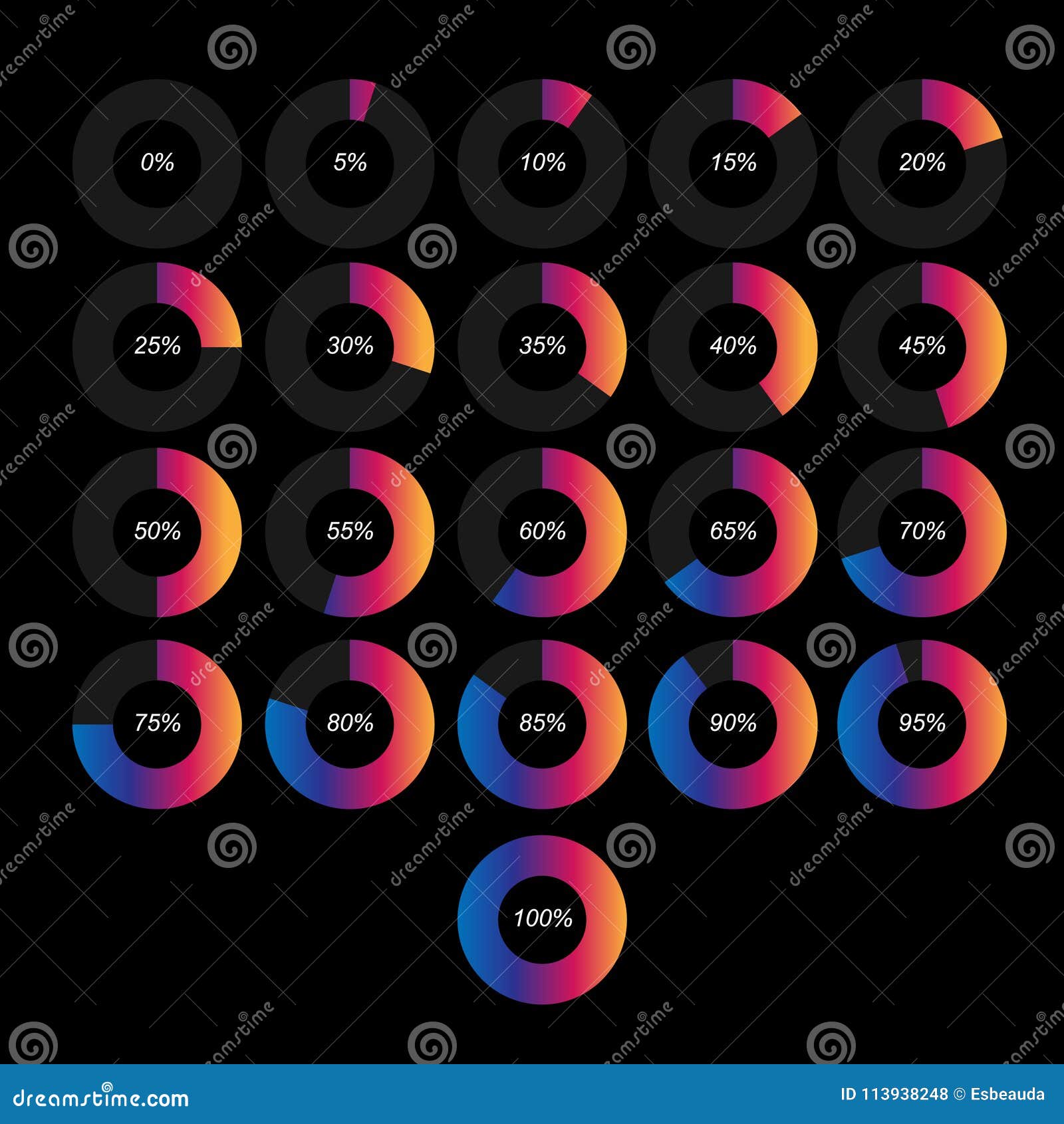 Collection of Circle Loading Pie Chart Stock Vector - Illustration of ...