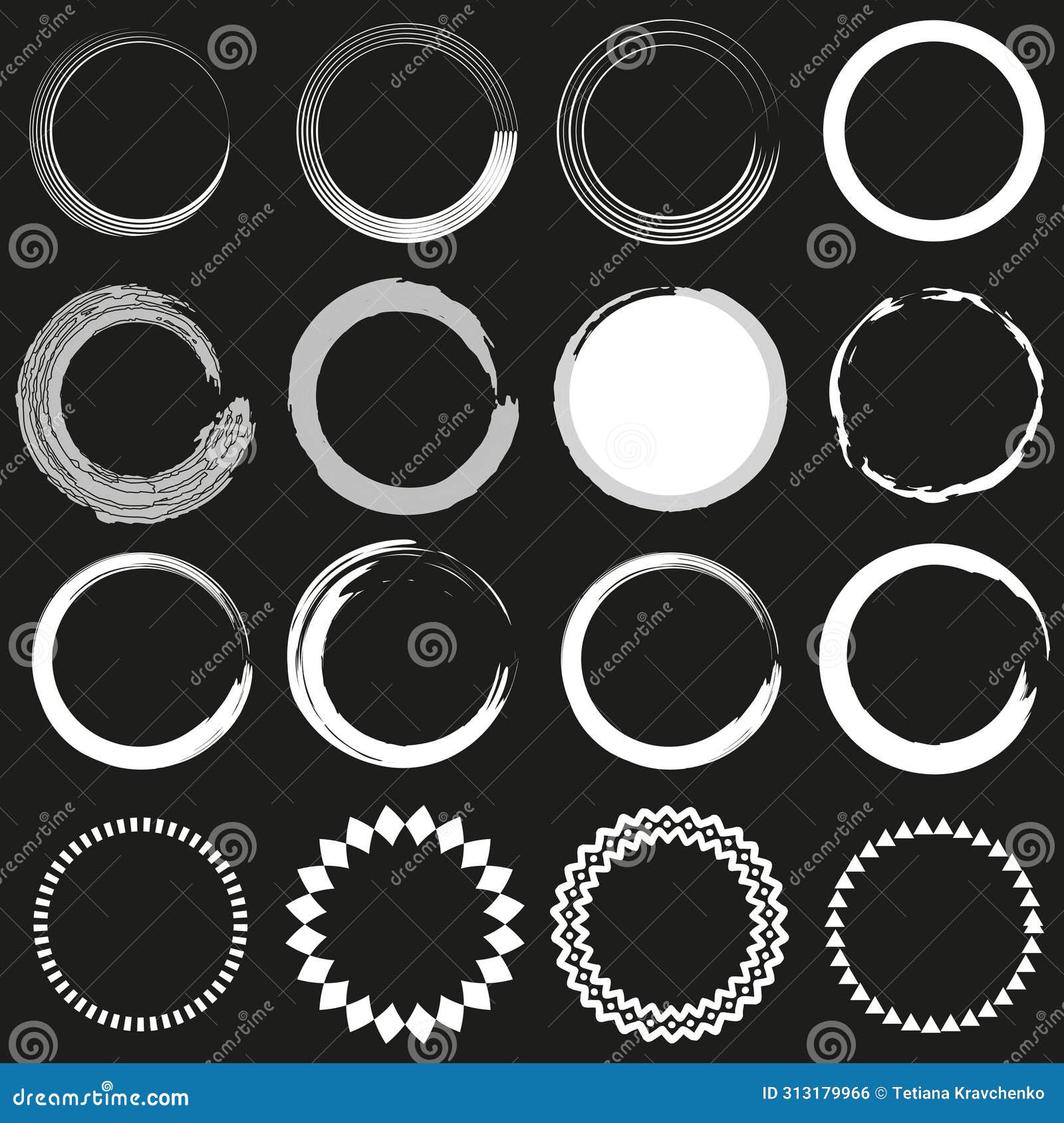 Collection of Circular Frames. Variety of Circle Borders. Set of Round ...