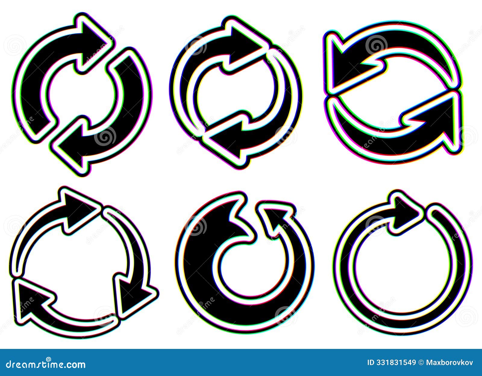 Circular Glitch Effect Arrows with Vibrant Distortion Stock ...