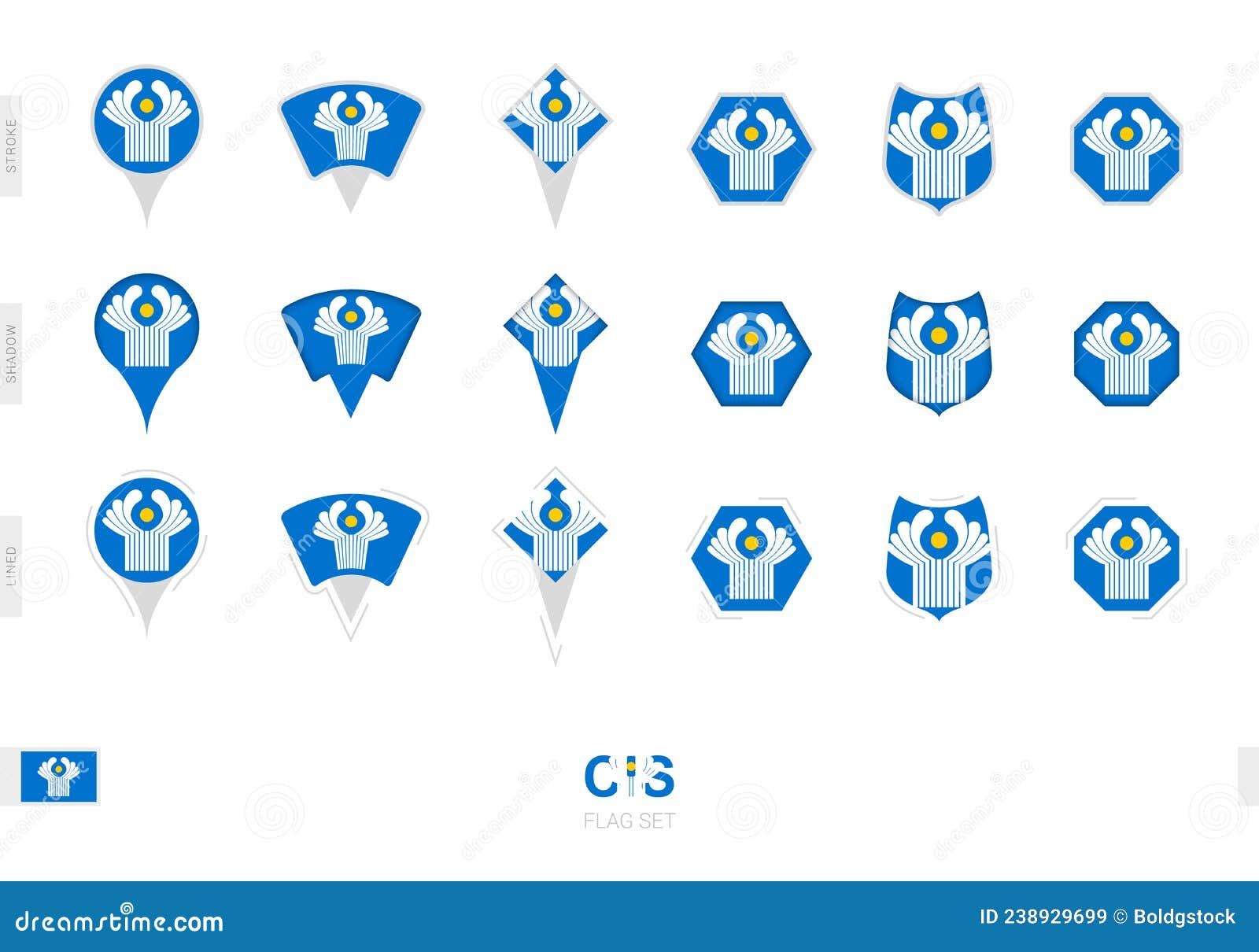 Collection of the CIS Flag in Different Shapes and with Three Different ...
