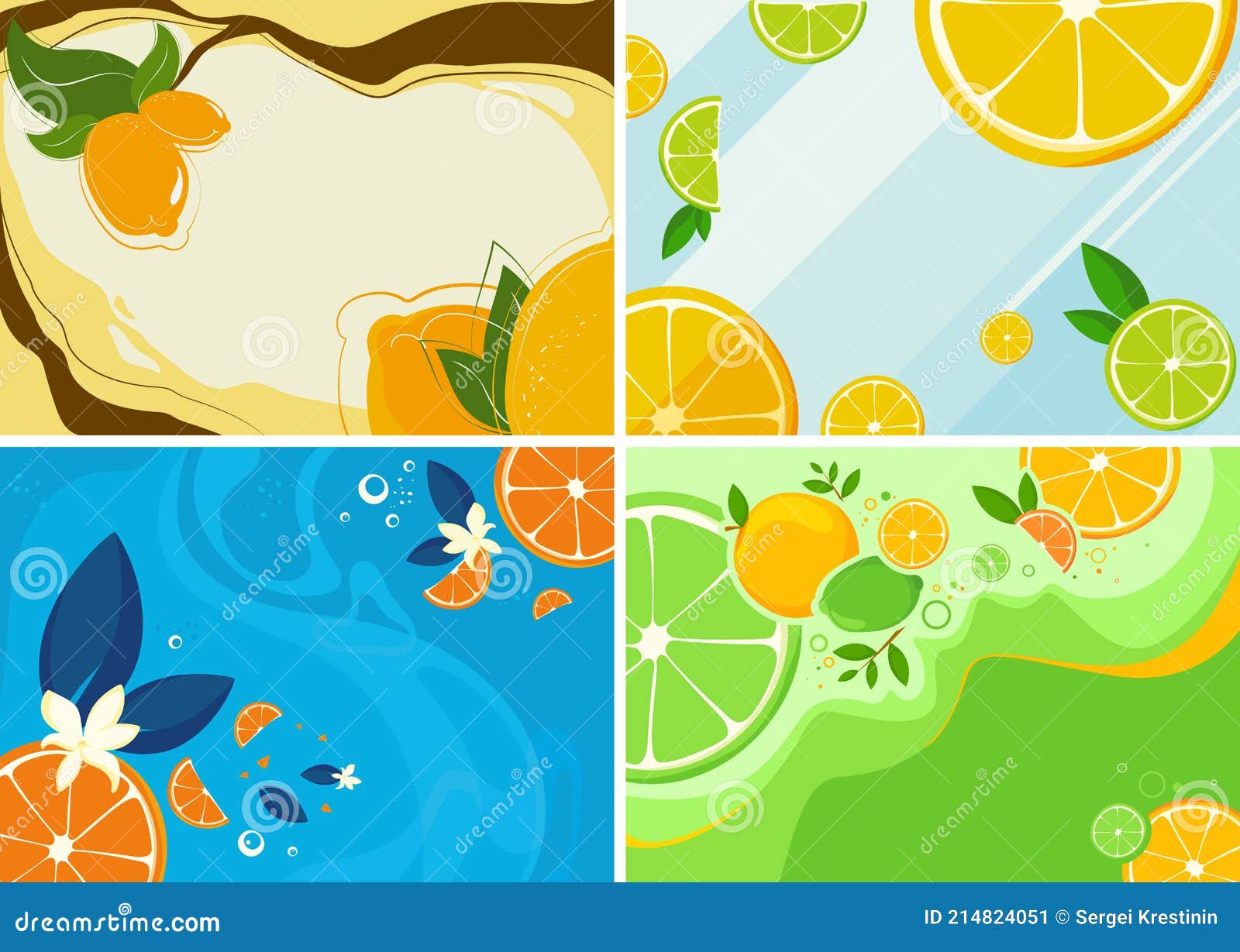 Collection of Citrus Fruit Banners. Stock Vector - Illustration of ...