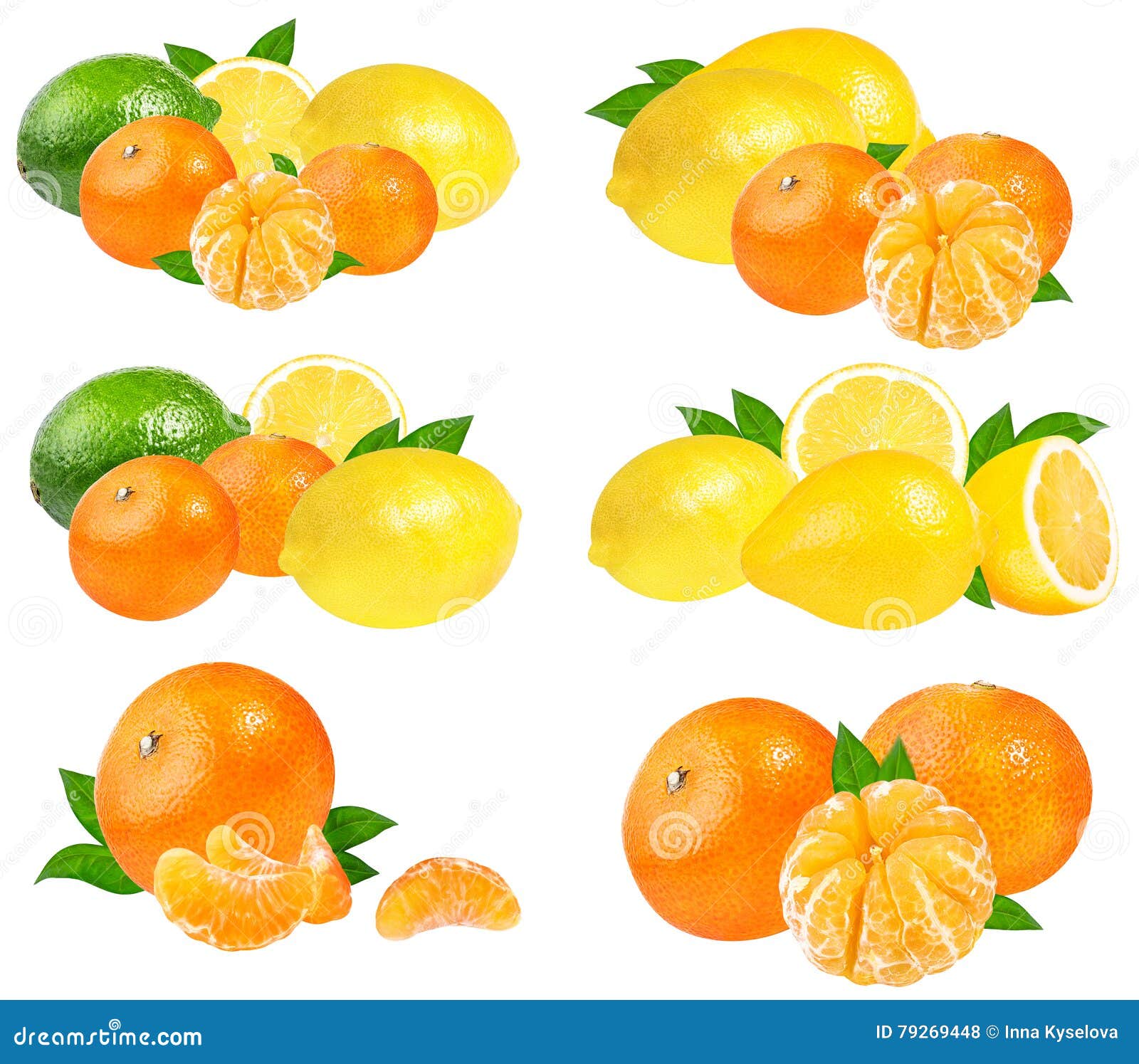 Collection of Citrus(lime,mandarins ,lemon) Isolated on White Stock ...