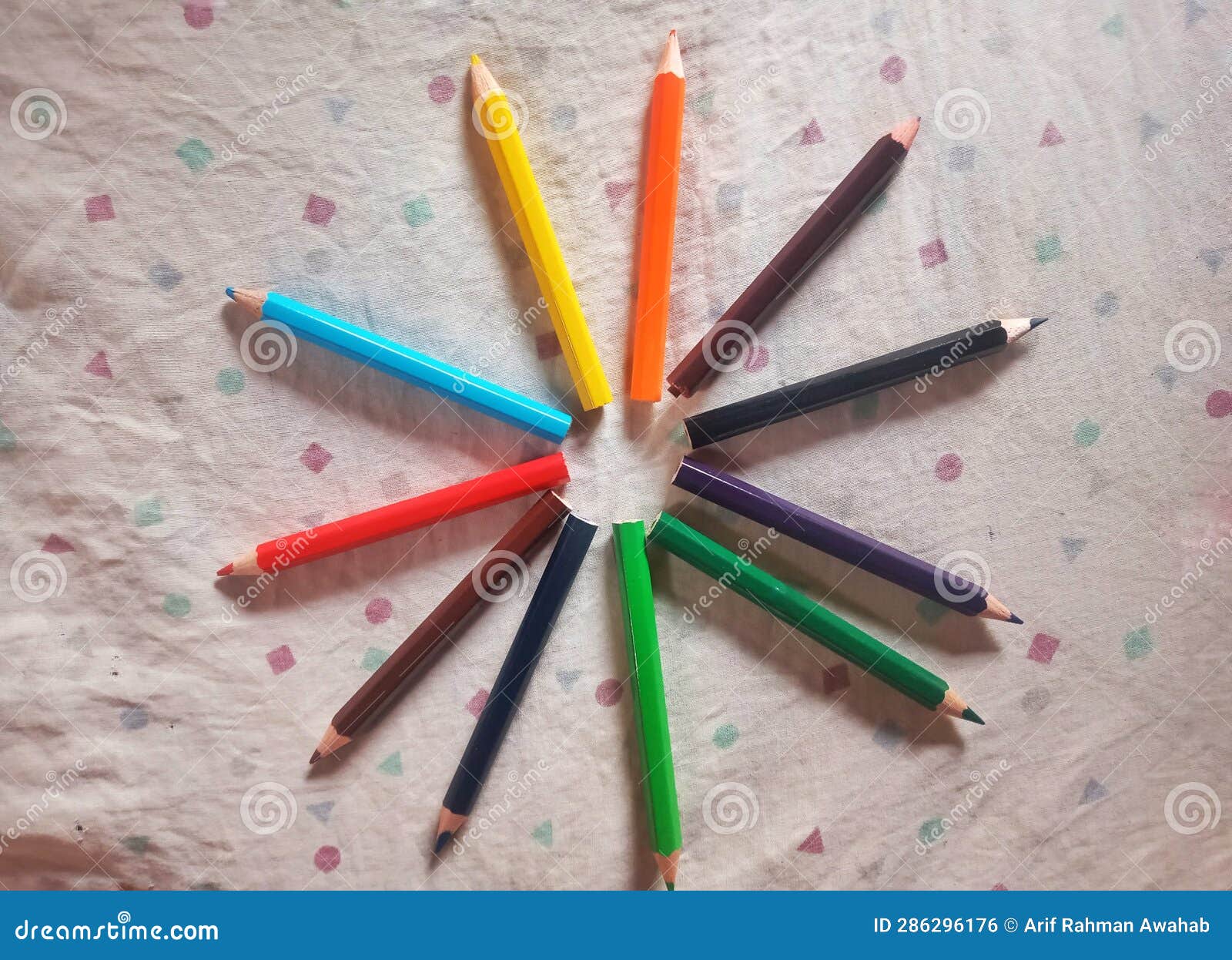 Collection of Classic Colororing Pencils on White Fabric Stock Photo ...