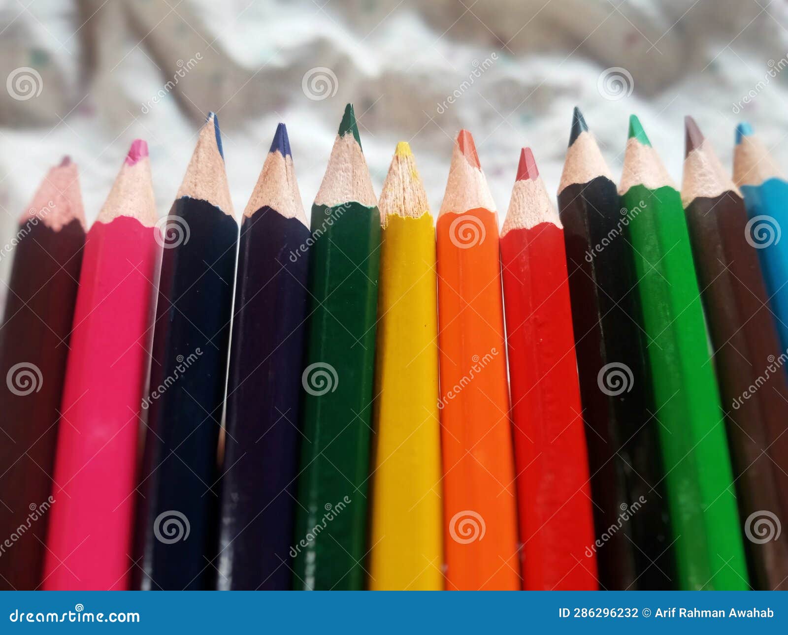 Collection of Classic Colororing Pencils on White Fabric Stock Photo ...