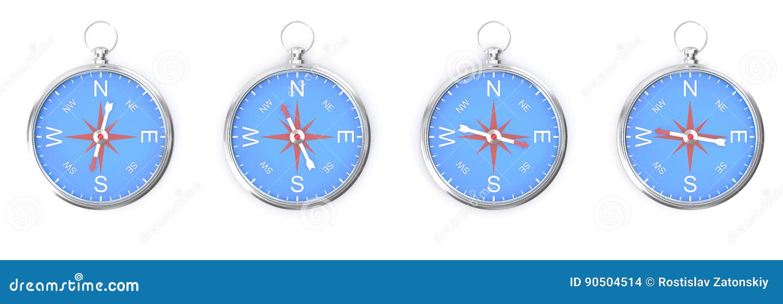 Collection of Classic Compasses, Isolated on White Background with ...