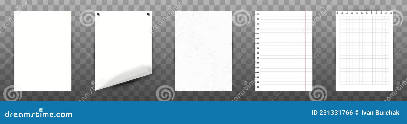 A Collection of Clean and Lined Paper Sheets. Vector Illustration Stock ...