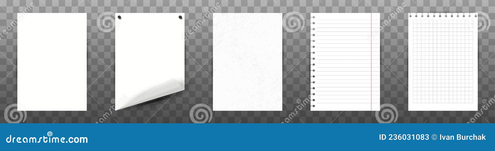 A Collection of Clean and Lined Paper Sheets. Vector Illustration Stock ...